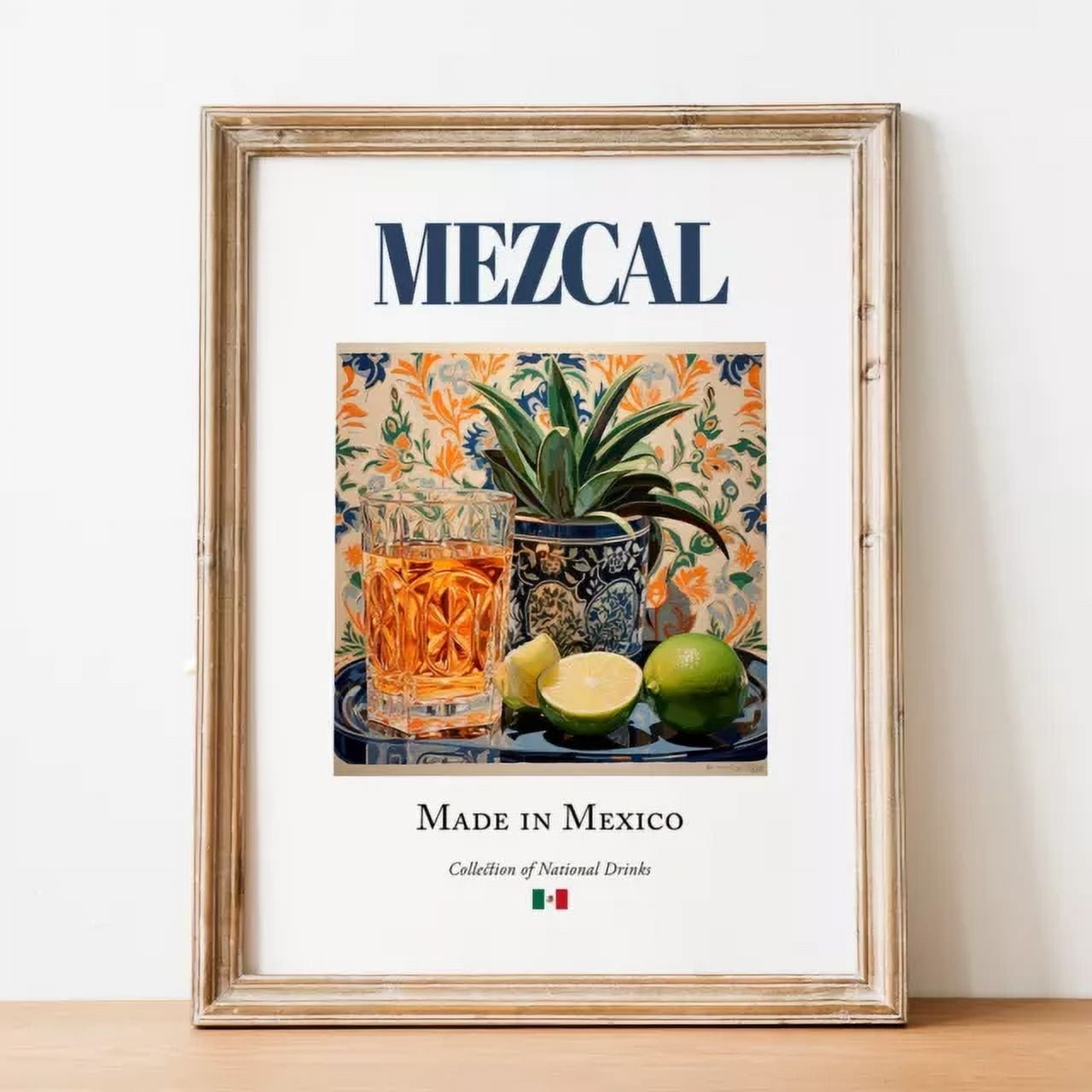 Mezcal Maiolica Tile Print, Mexico Agave Drink Poster, Kitchen & Bar ...