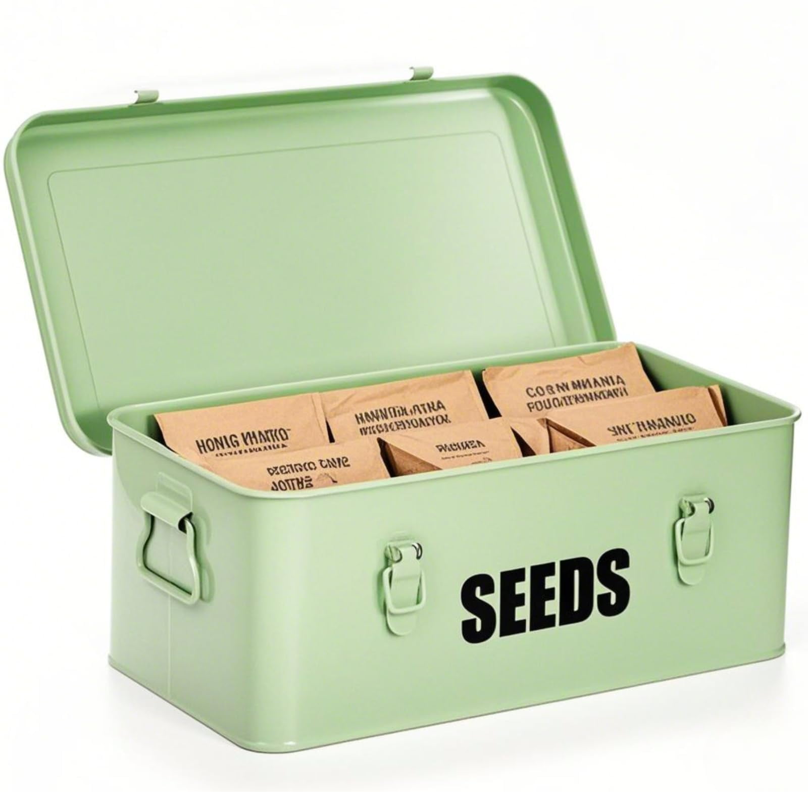 Mezchi Seed Storage FEV6 Organizer Box with 4 Compartments, Large Metal ...