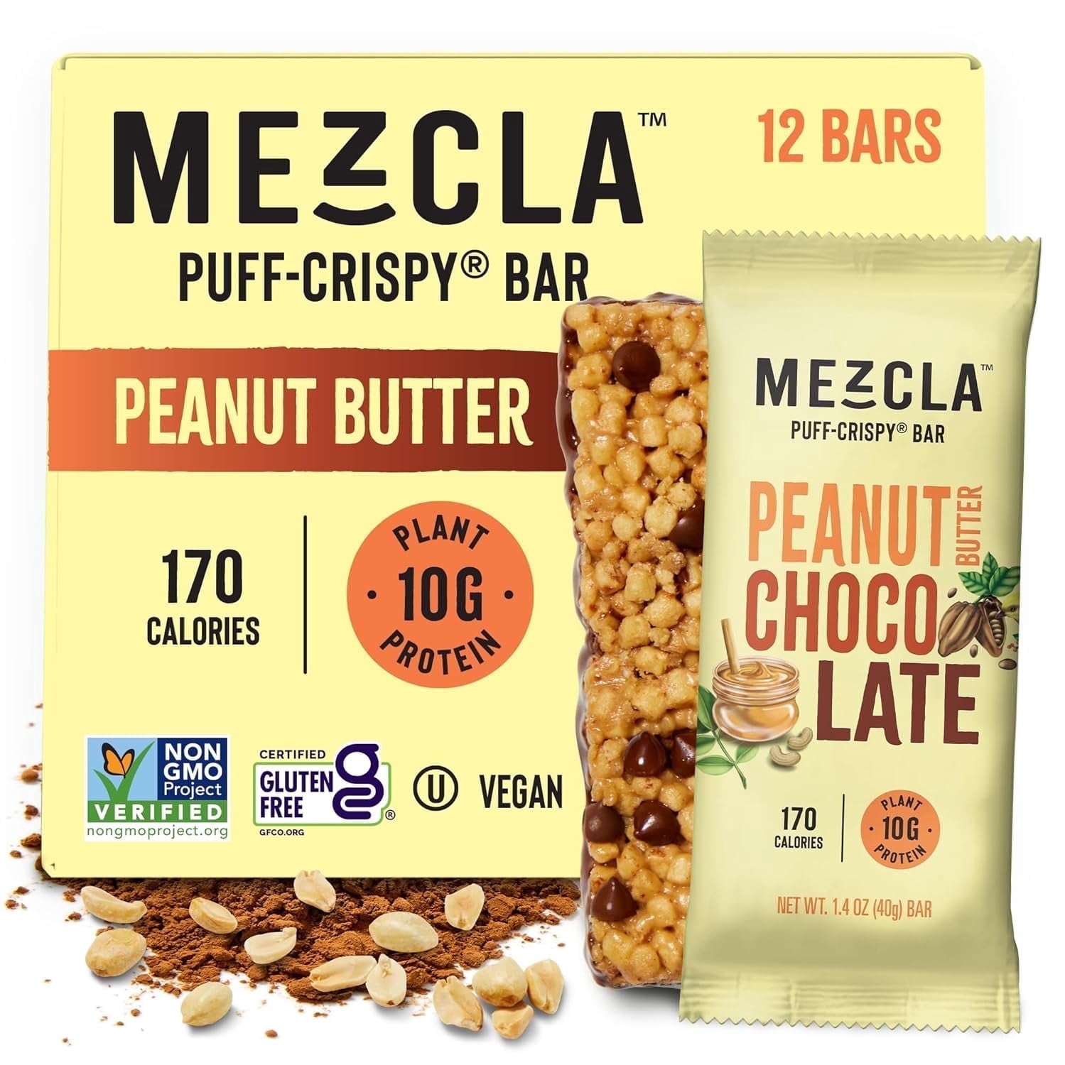Mezcla Puff Crispy Protein Bars, Gluten Free & Vegan Protein Bars, 10g ...