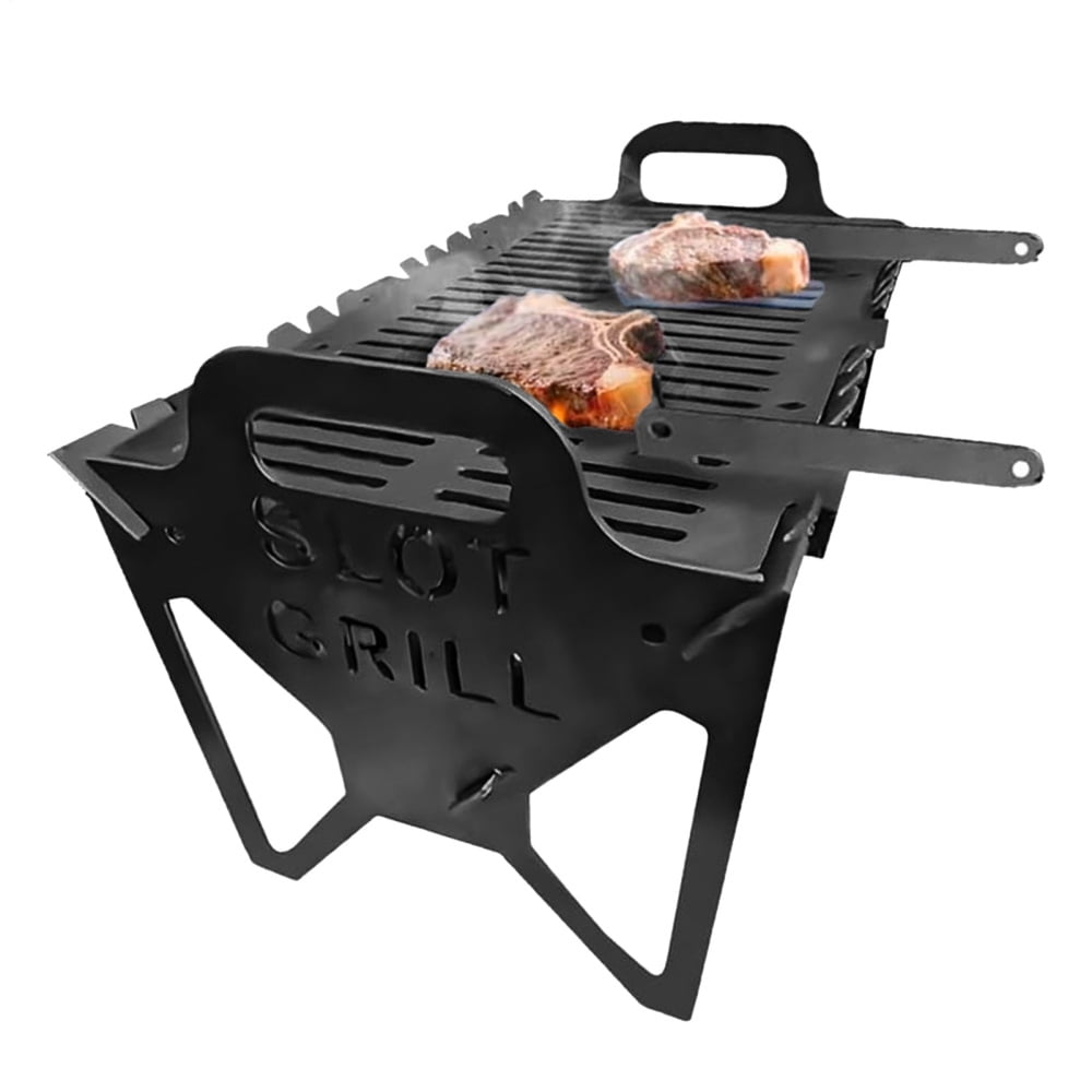 MezoJaoie Foldable Charcoal Grill Trough Camping Campfire Grill Heavy ...