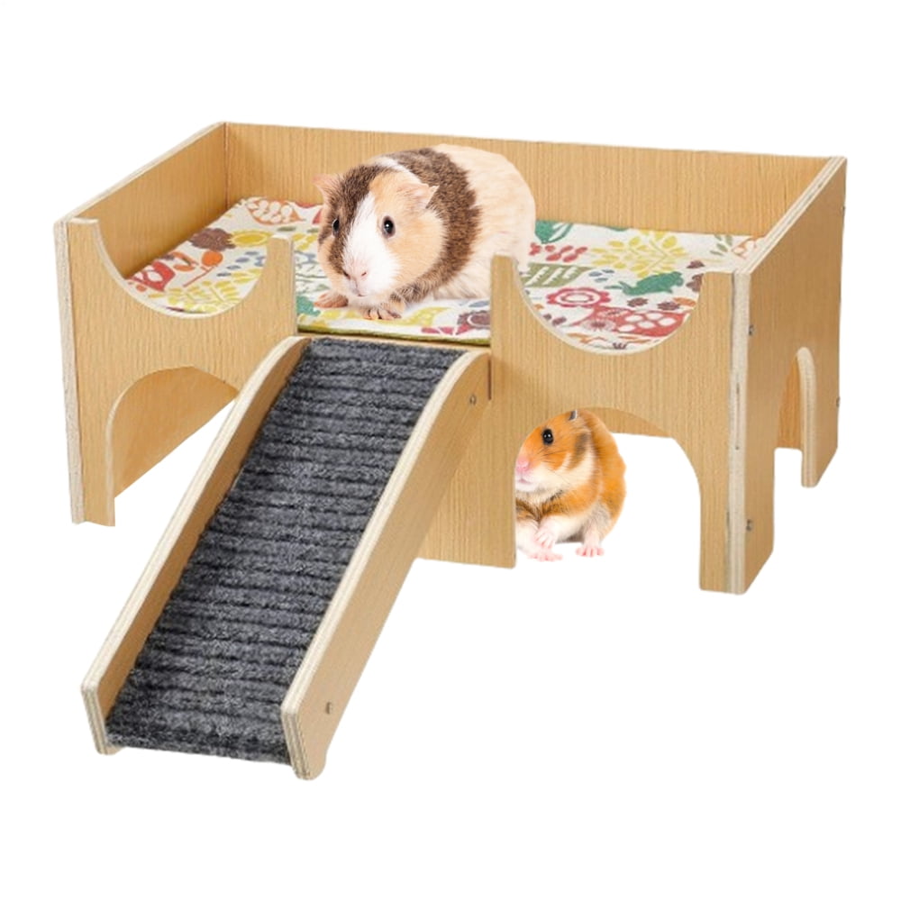 MezoJaoie Hamster Houses And Hideouts Wooden Small Animal House 2-Layer ...