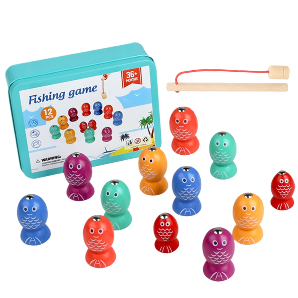 MezoJaoie Magnetic Fishing Toy Fish Activity Wooden Skills Development ...