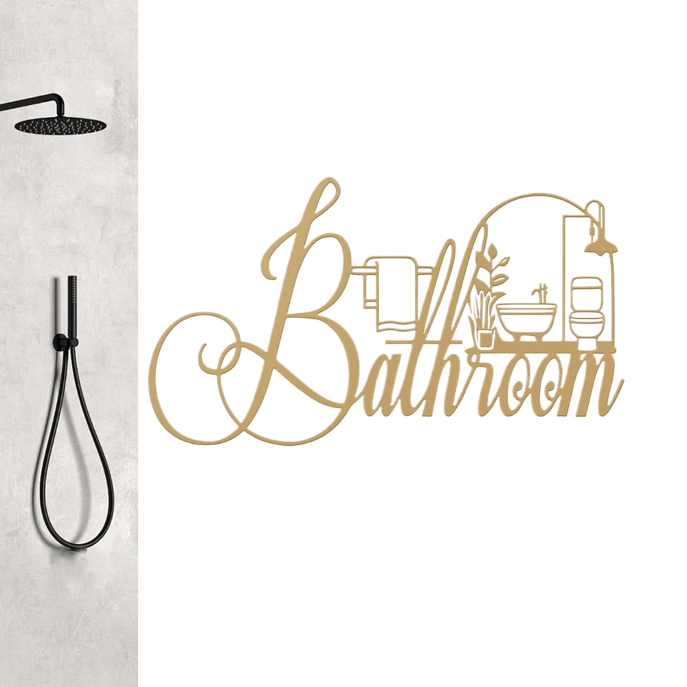 MezoJaoie Metal Bathroom Sign Cut Out Bathroom Wall Sign Decorative ...