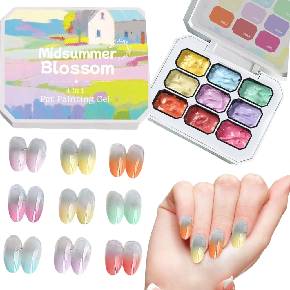 MezoJaoie Painting Gel 9-Colors Nail Painting Gel No Wipe UV LED Curing ...