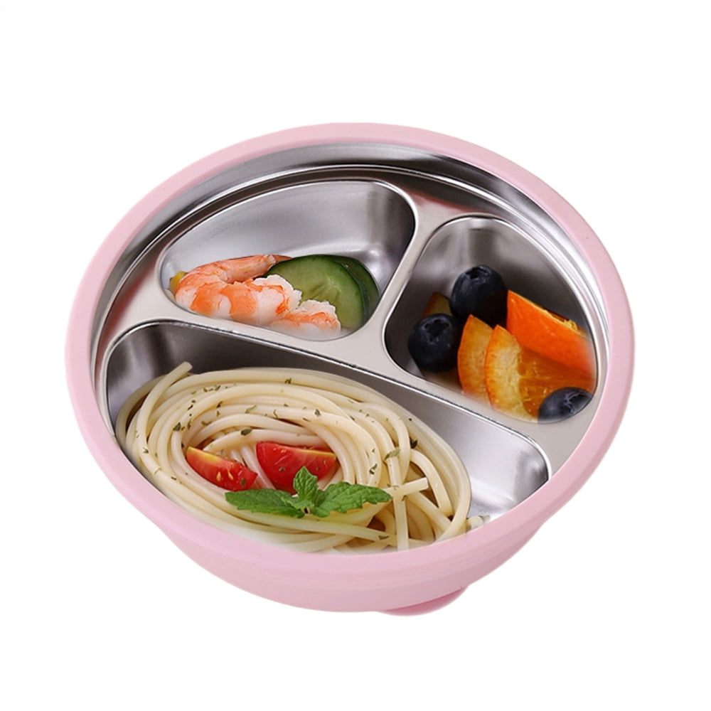 MezoJaoie Stainless Steel Baby Suction Plates Toddler Utensils Baby ...