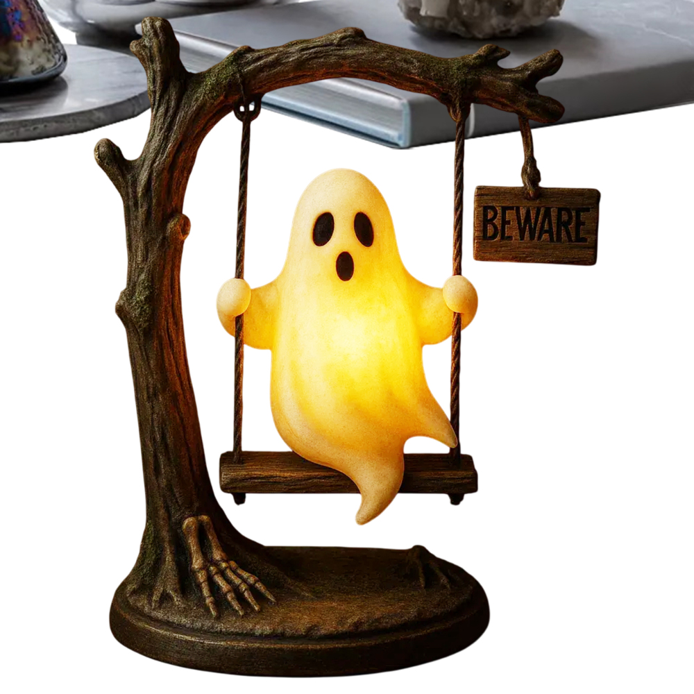 MezoJaoie Swing Ghost Figurine Cute Spooky Ghost Swing Outdoor Lighted ...