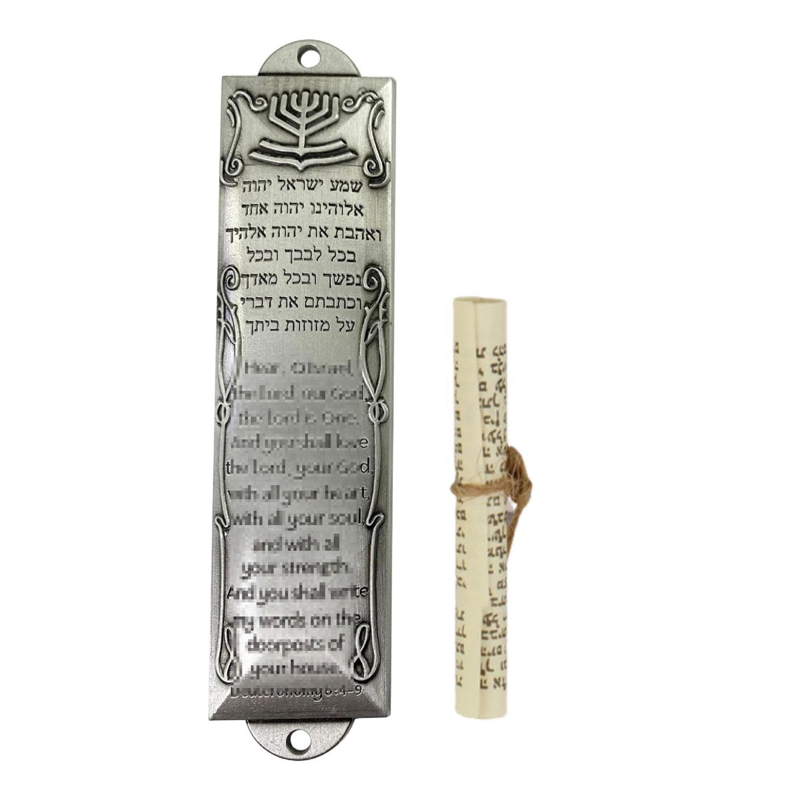 Mezuzah with Scroll English Hebrew Blessing Scripture Heavy Duty Metal ...