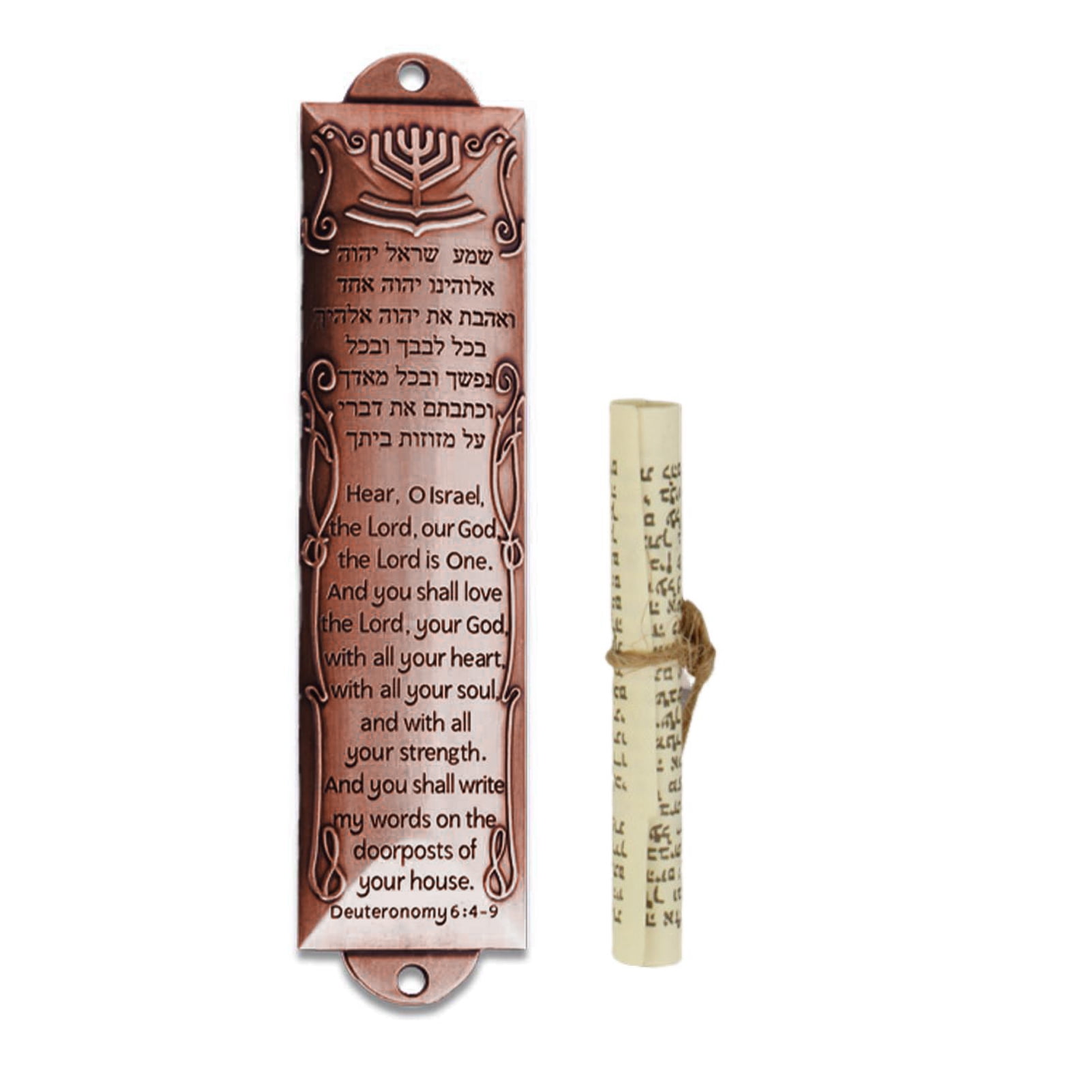 Mezuzah with Scroll English Hebrew Blessing Scripture Heavy Duty Metal ...