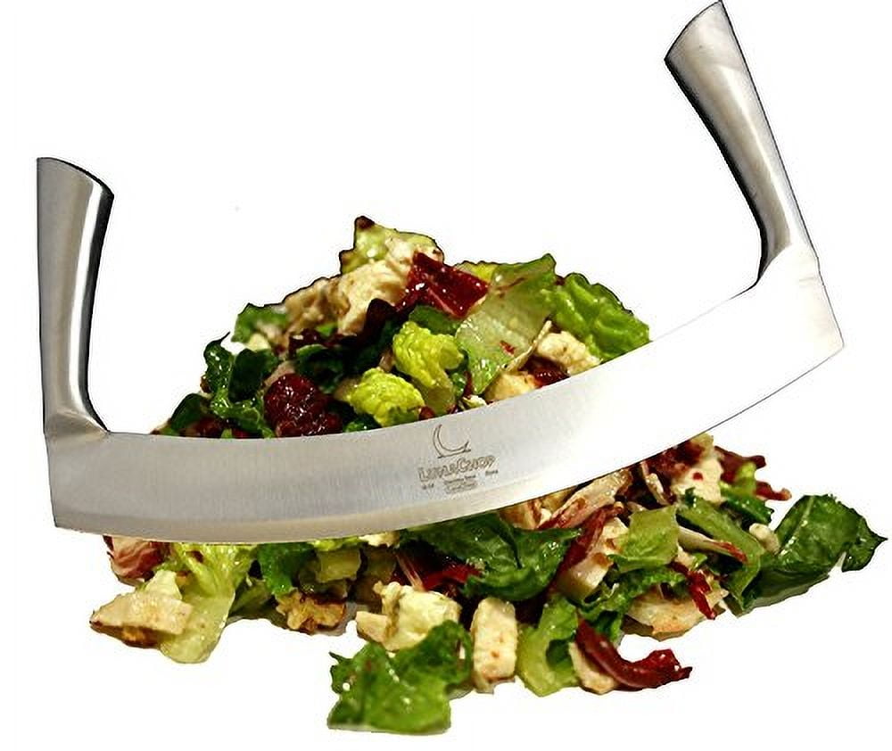 Mezzaluna Knife (Pizza Cutter) Vegetable Chopper for Chopped Salad ...