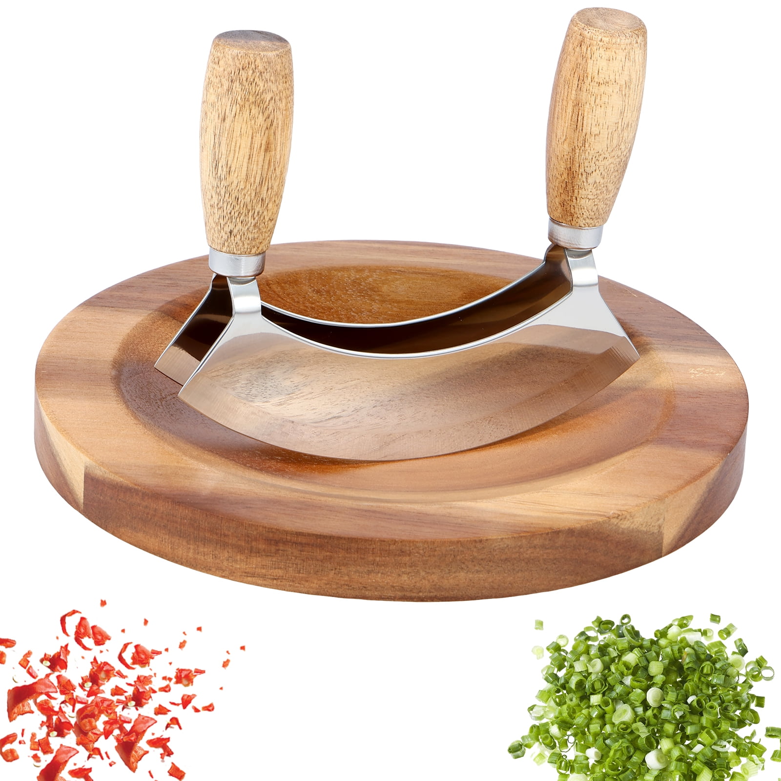 Mezzaluna Ulu Knife Salad Veggies Rocker Chopper Slicer Cutter ...
