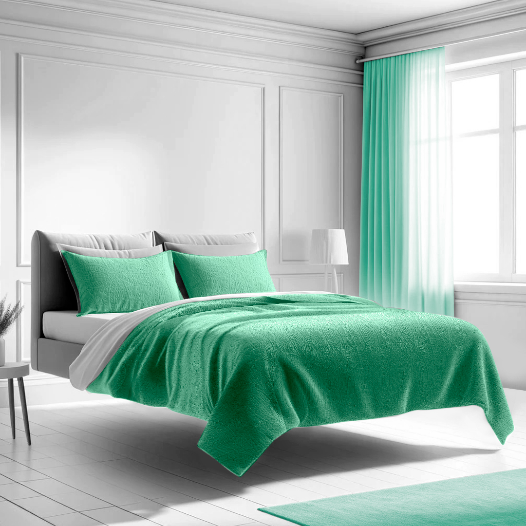 Barefoot Bungalow Atlantis Coastal Quilt Set, Jade, 3-Piece Full/Queen ...