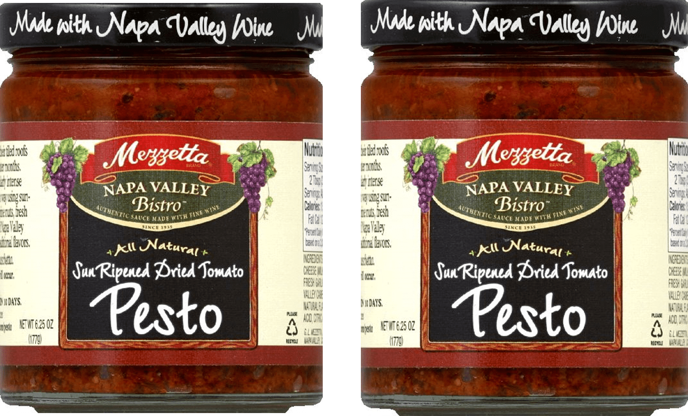 Mezzetta Italian Sundried Tomatoes & Basil Pesto, All Natural, 2-Pack 6 ...