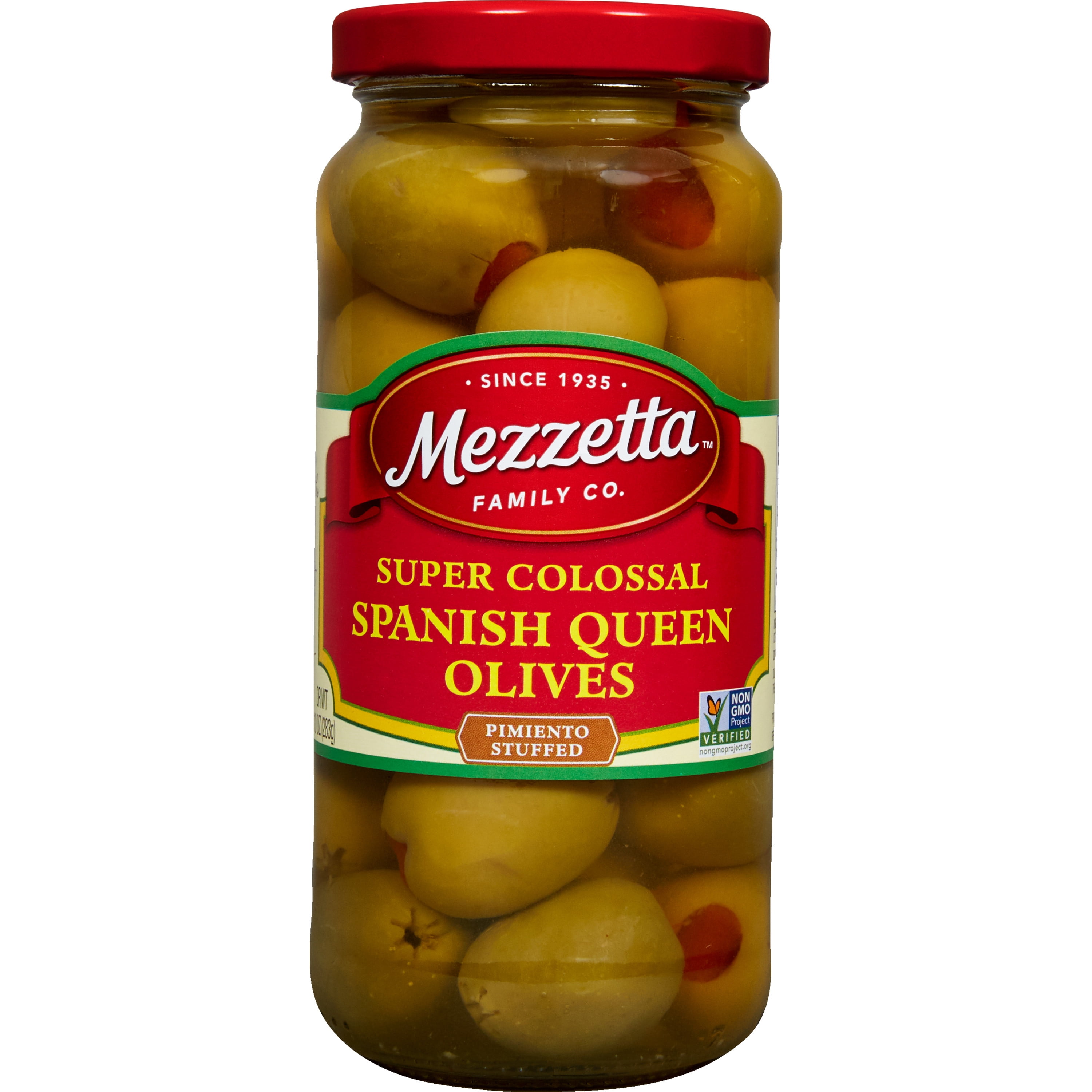 Mezzetta Super Colossal Spanish Queen Olives Pimiento Stuffed, 10 oz Dr ...