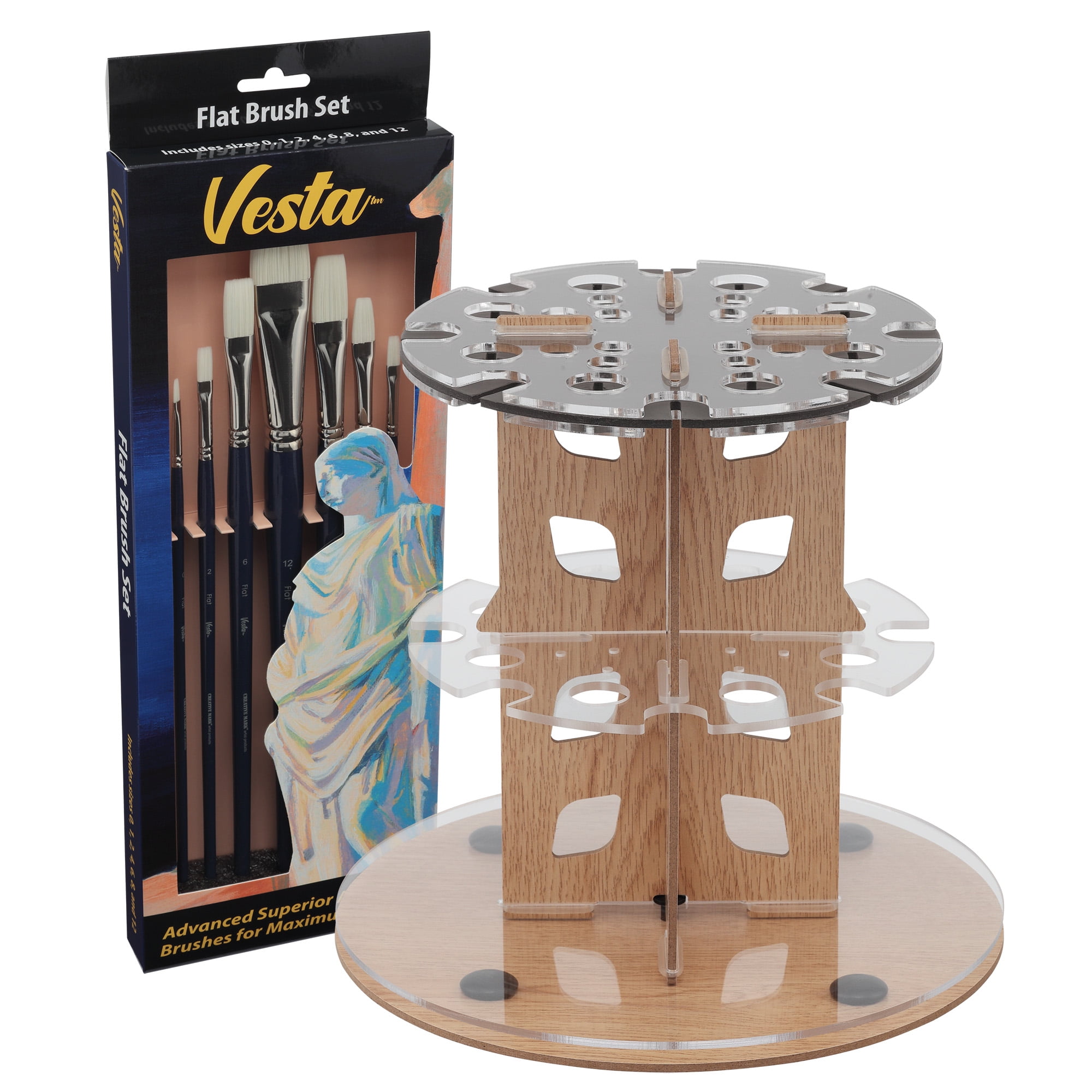 Mezzo Rotating Paint Brush Storage Rack with Vesta Synthetic Artist ...