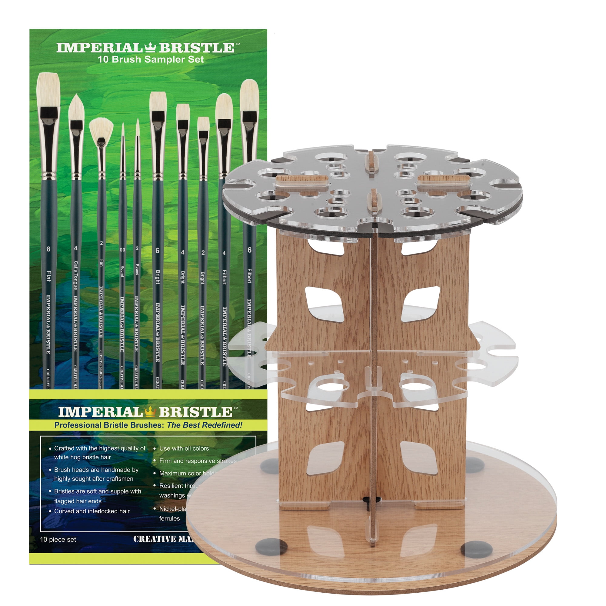 Mezzo Rotating Paint Brush Storage Rack w/ Oil Paint Brushes- Imperial ...