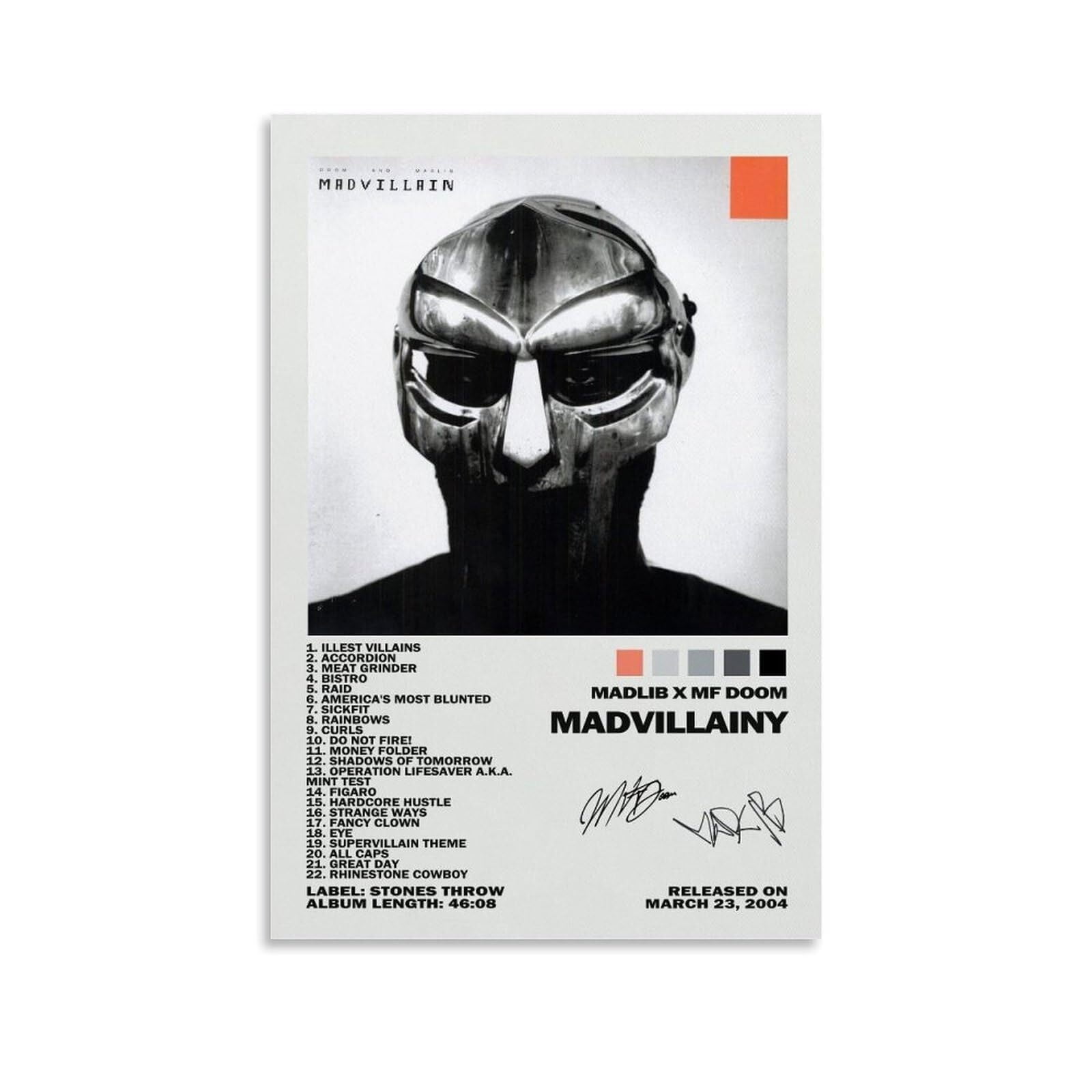 Mf Doom Poster Rapper Madvillainy Album Signature Canvas Art Painting ...