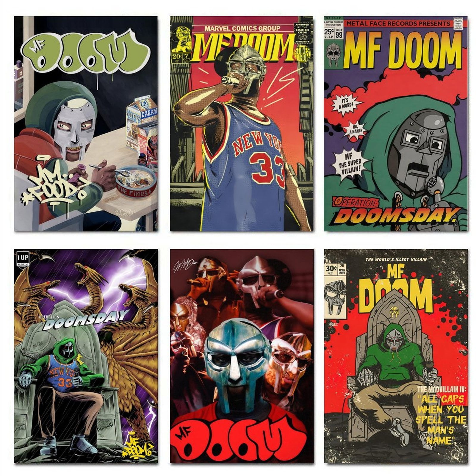 Mf Doom Poster (Set of 6) Album Cover Posters Canvas for Bedroom ...