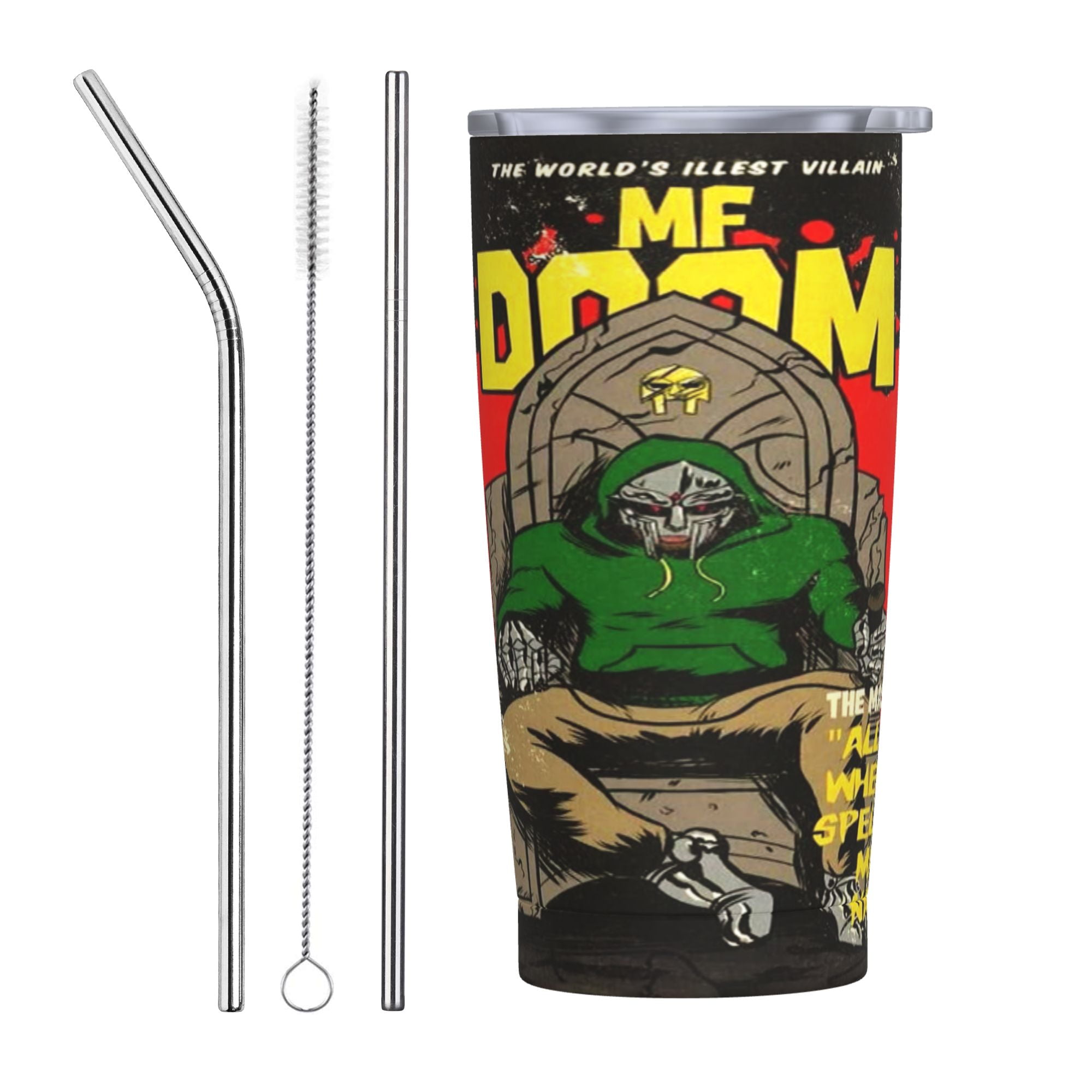 Mf Doom Tumbler With Lid And Straw Stainless Steel Insulated Tumbler ...