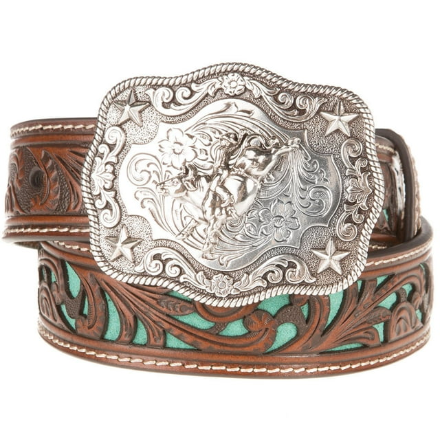 Mf Western Products Boys Boys Belt w/Turq Inlay Scroll 20 Brown ...
