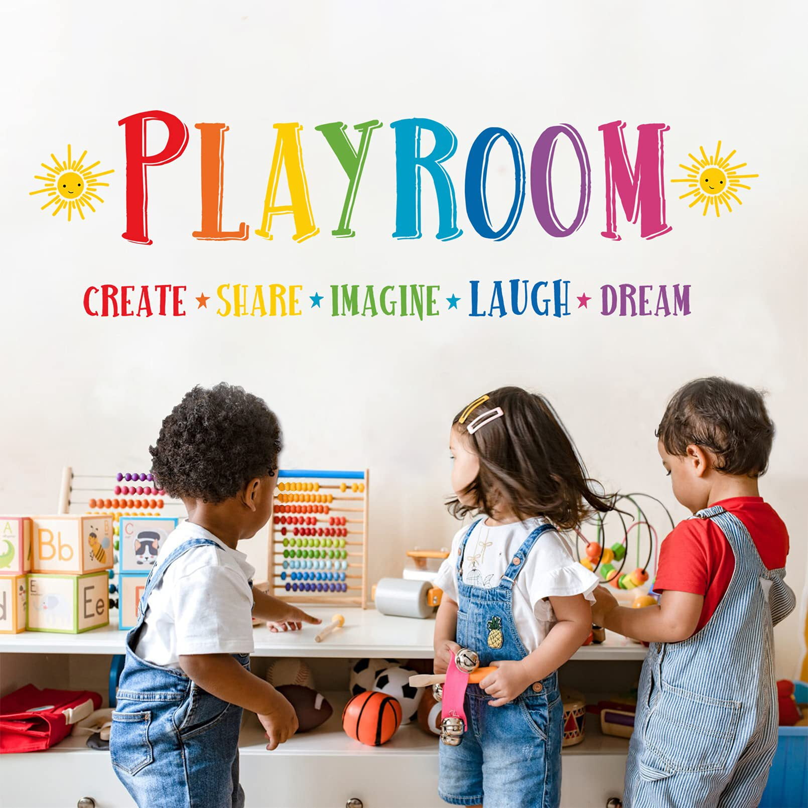 Mfault Large Playroom Rule Wall Decals Stickers, Inspirational Create ...