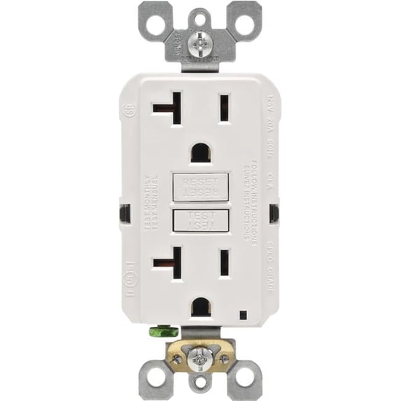 Mfg R02-GFNT2-0KW Self-Test GFCI Outlet, White - 20 A & 125 V - Walmart.com