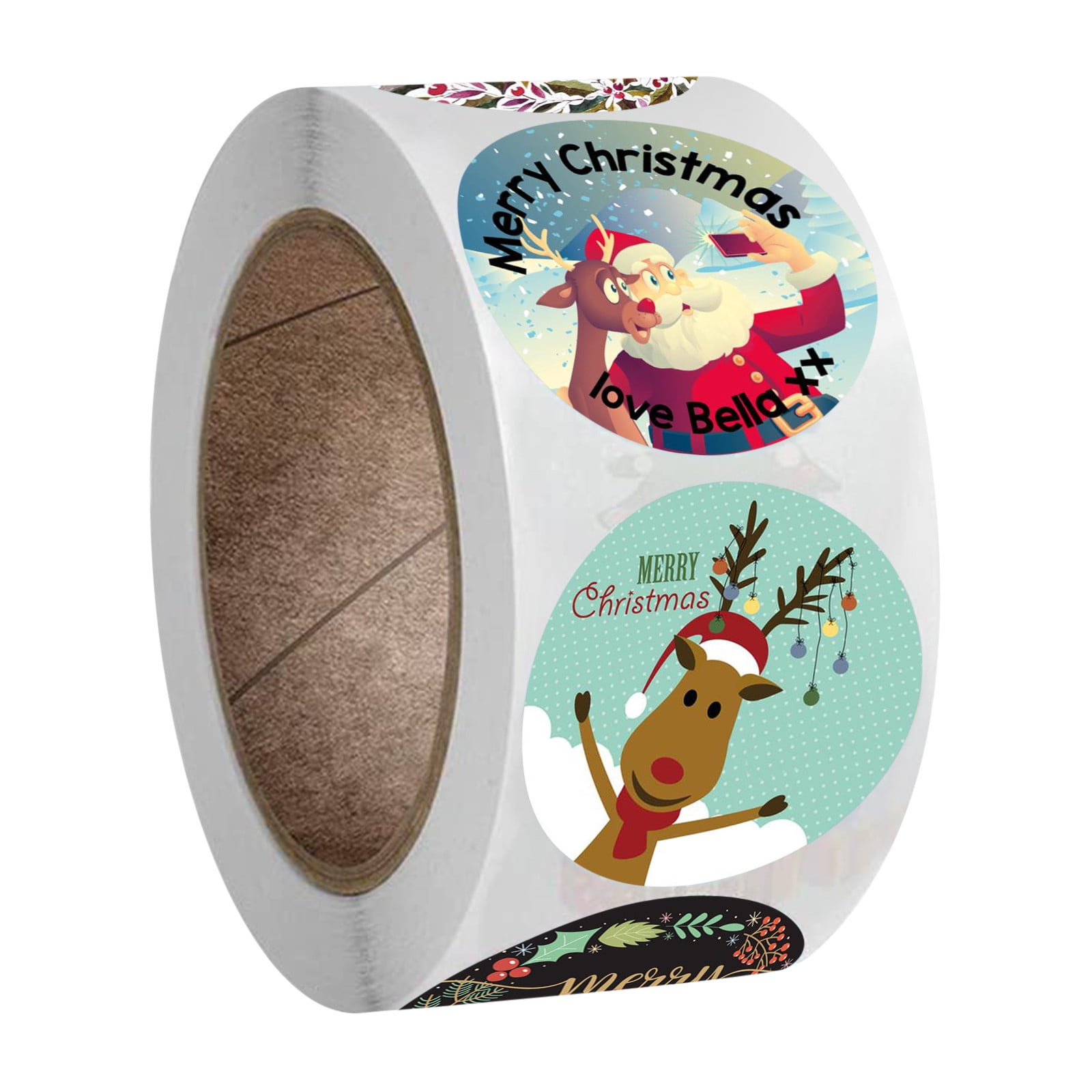 Mfigree 2024 New Merry Christmas Stickers Labels 1 Roll Round Christmas ...