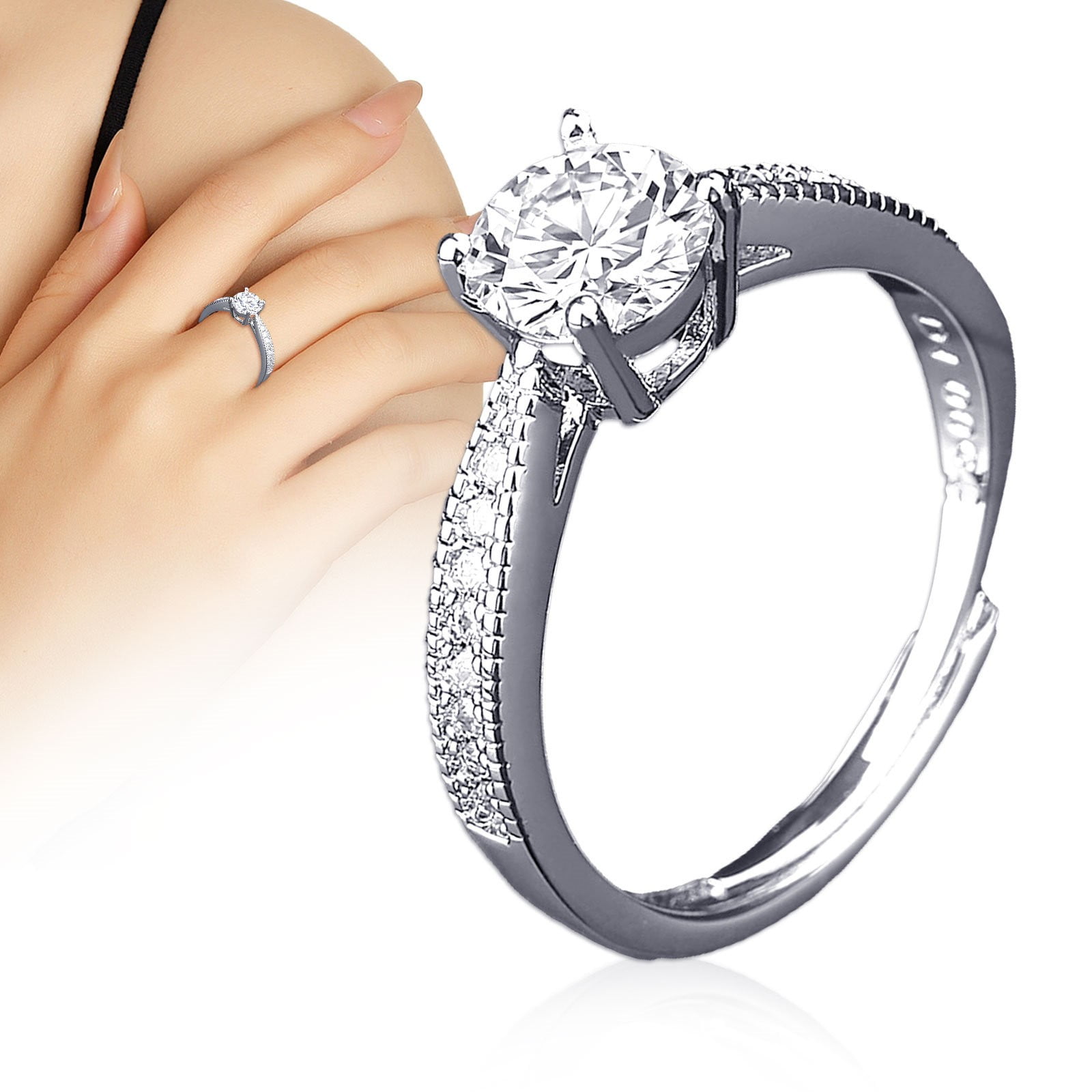 Mfigree 2024 White Dew Ring Classic Four One Moissanite Light Proposal ...