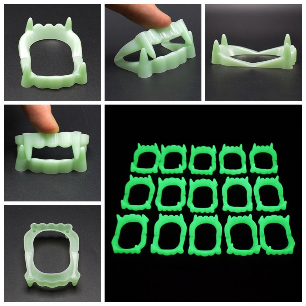 Mfigree 2Pcs Devil Tooth Fangs Halloween Decorative Vampire Luminous ...