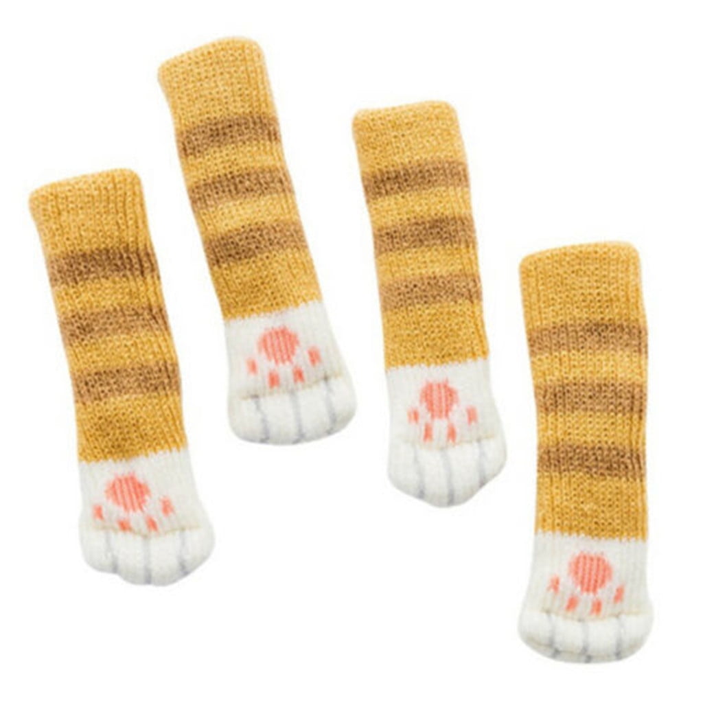 Mfigree 4Pcs Kitty Cat Paw Knit Floor Protector Chair Table Leg Feet ...