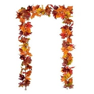 Artificial Autumn Maple Leaf Garland, 1 Pack 8ft Fall Foliage Hanging ...