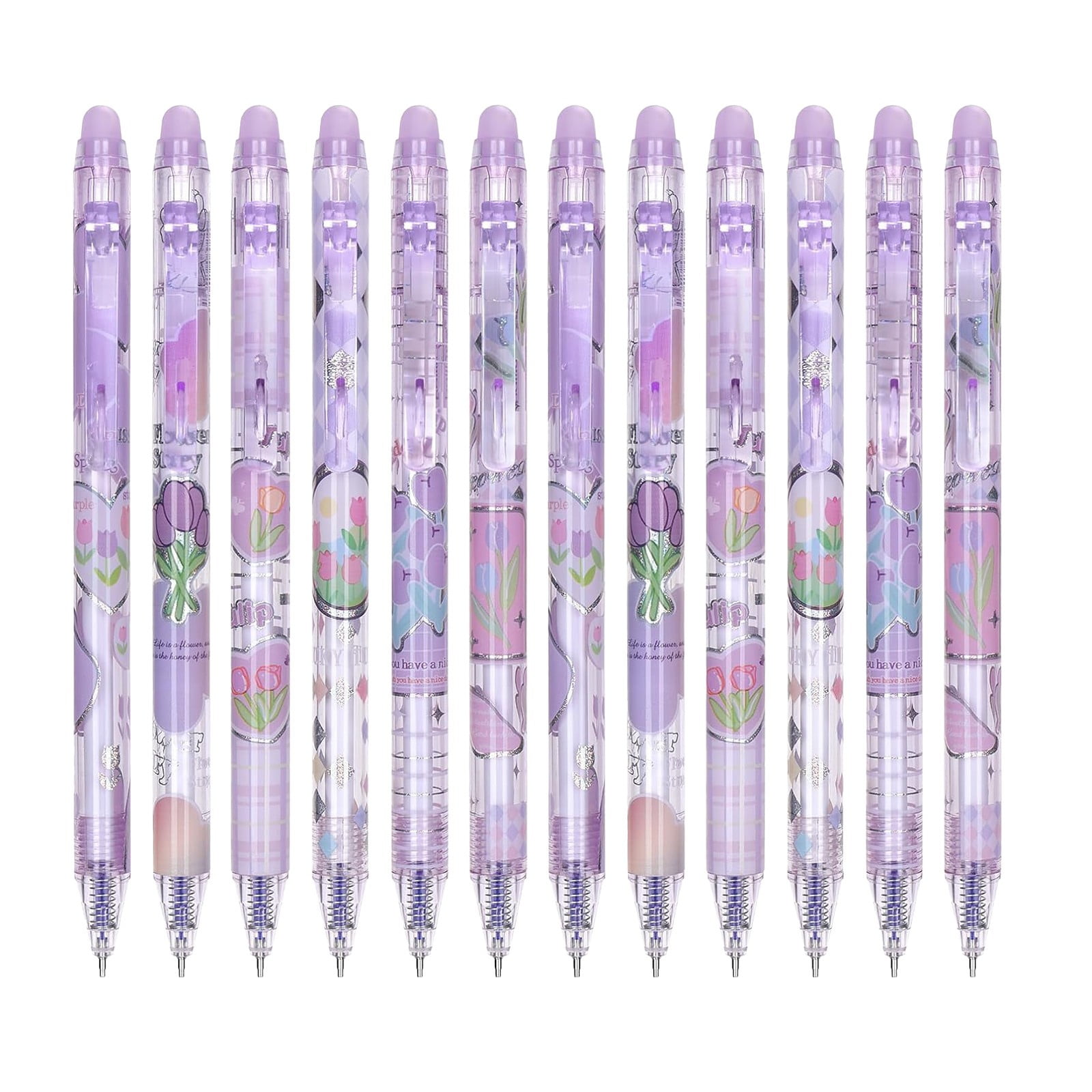Mfigree Cute Erasable Gel Pens, Purple Ink Pen Cute Pen with Eraser ...