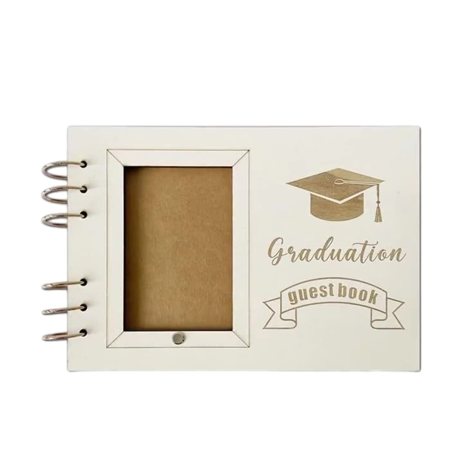 Mfigree Graduation Wooden Guest Book, Memory Scrapbook Rustic Signature ...
