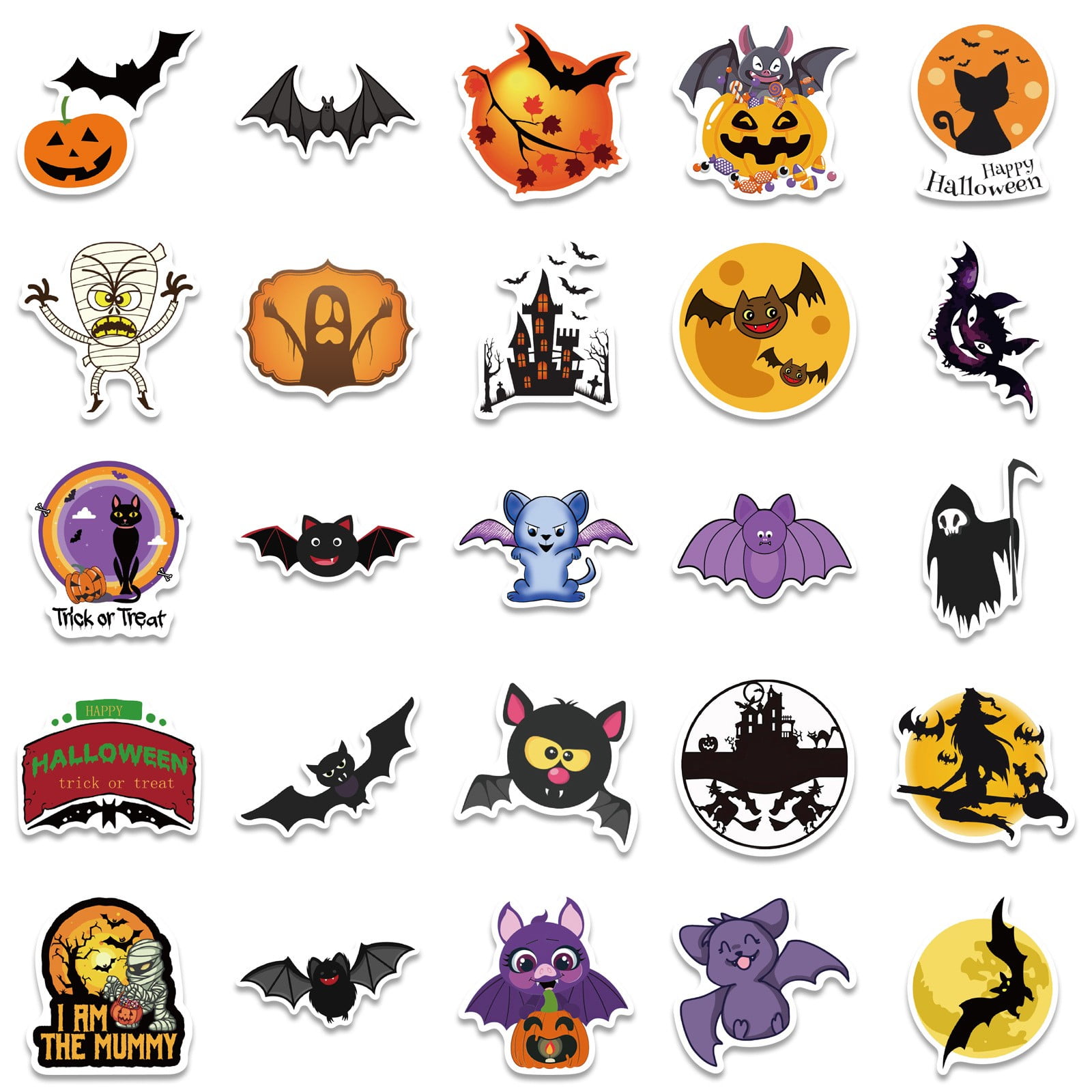 Mfigree Halloween Bat Stickers, Cute Cartoon Bat Stickers for Kids ...