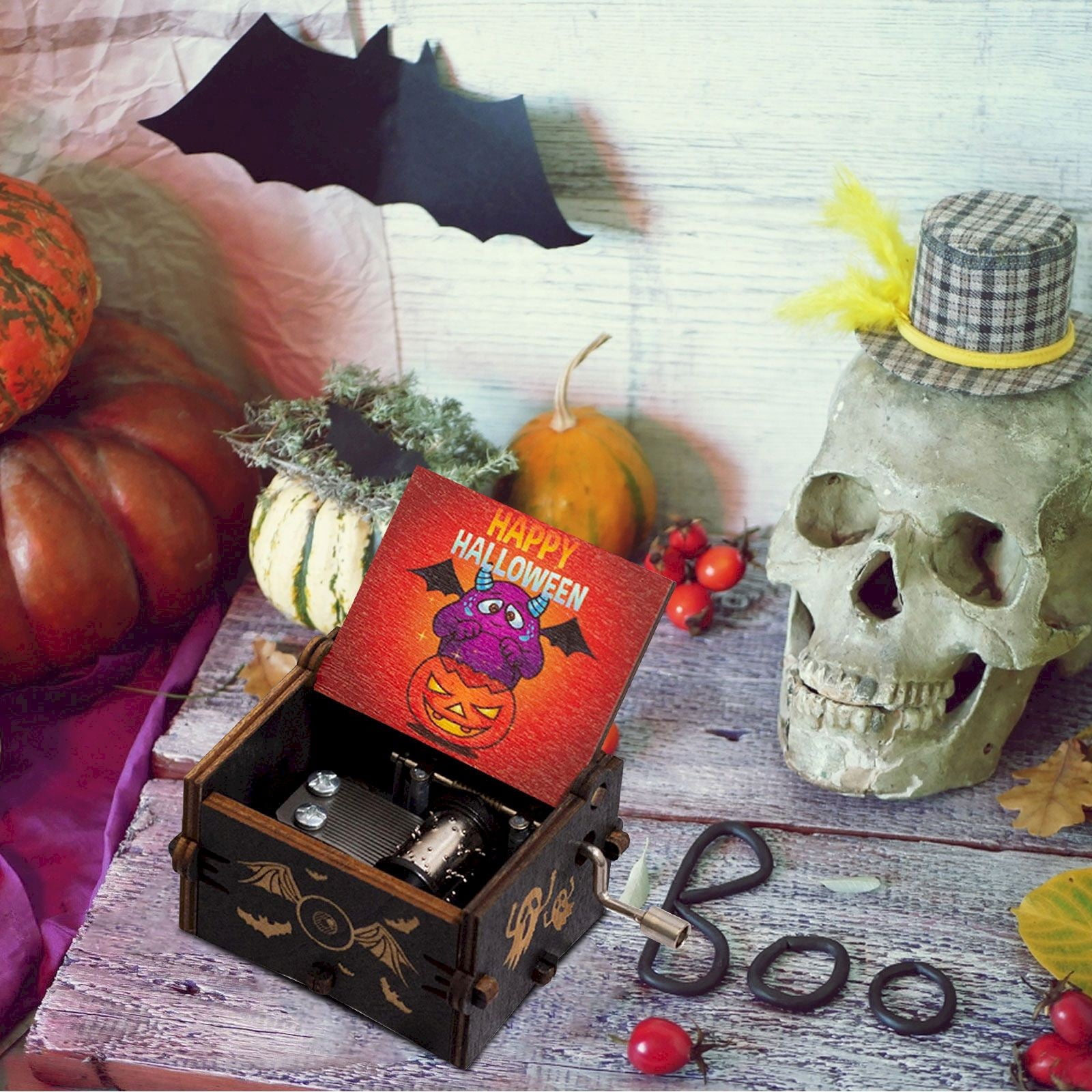 Mfigree Hand Cranked Music Box, Halloween Music Speaker Music Box ...