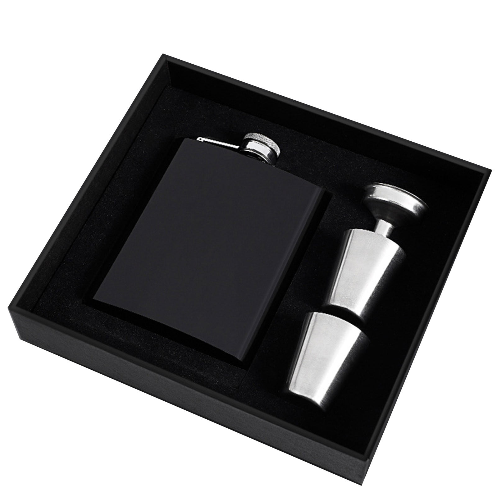Mfigree Hip Flask for Liquor Black Leather Flask 8 Oz 18/8 Stainless ...