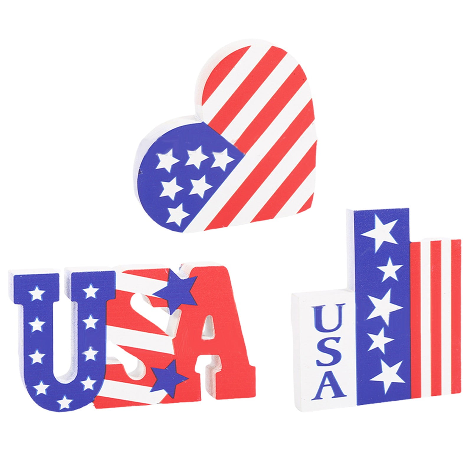 Mfigree July 4th Wooden Patriotic Sign - Star USA Logo Independence Day ...