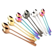 Mfigree 8-Pack Rainbow Stainless Flower Spoons - Colorful Tea/Coffee ...
