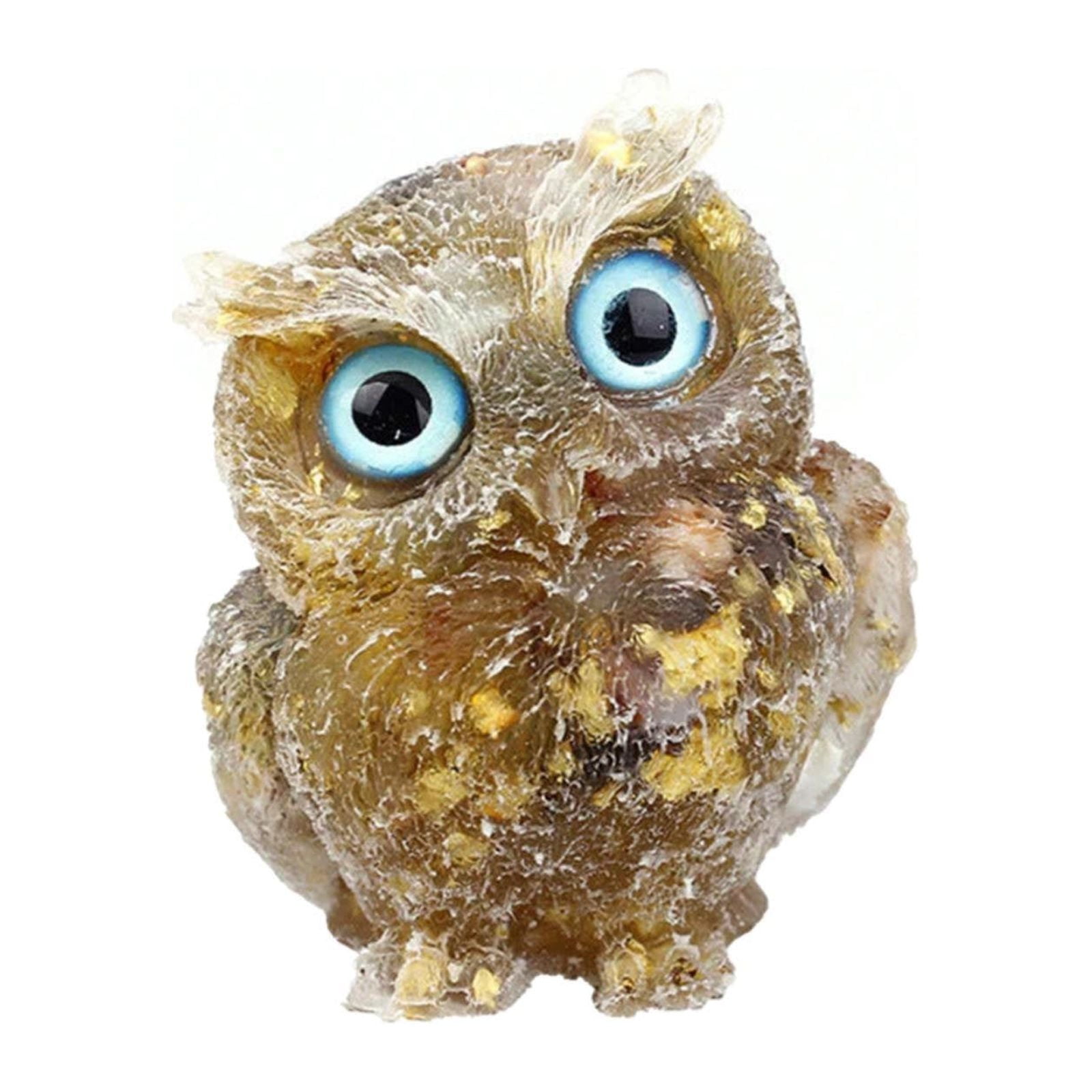Mfigree Natural Amethyst Crystal Owl Statue Hand Carved Resin Reiki ...