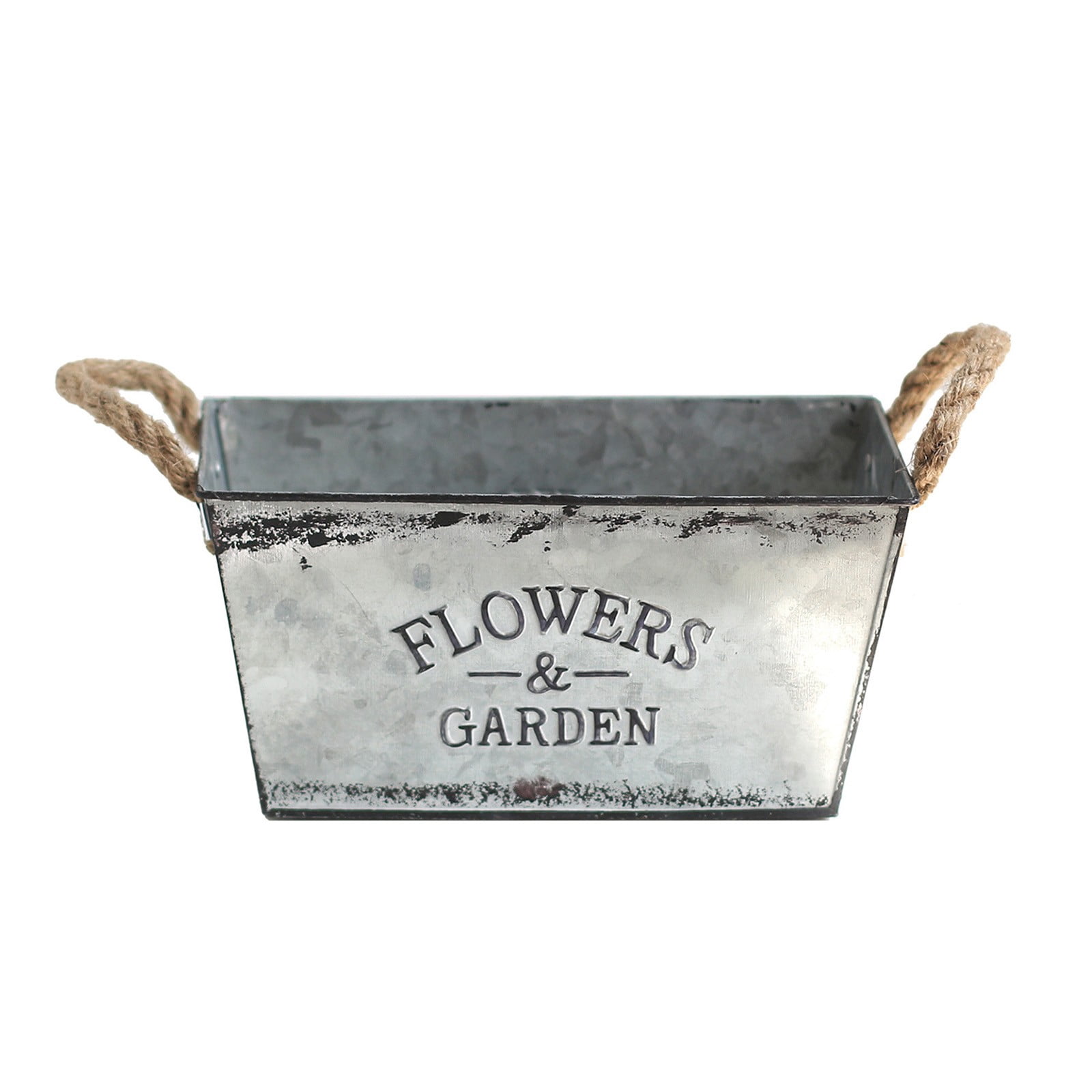 Mfigree Rustic Metal Succulent Bucket Planter with 'Flowers & Garden ...