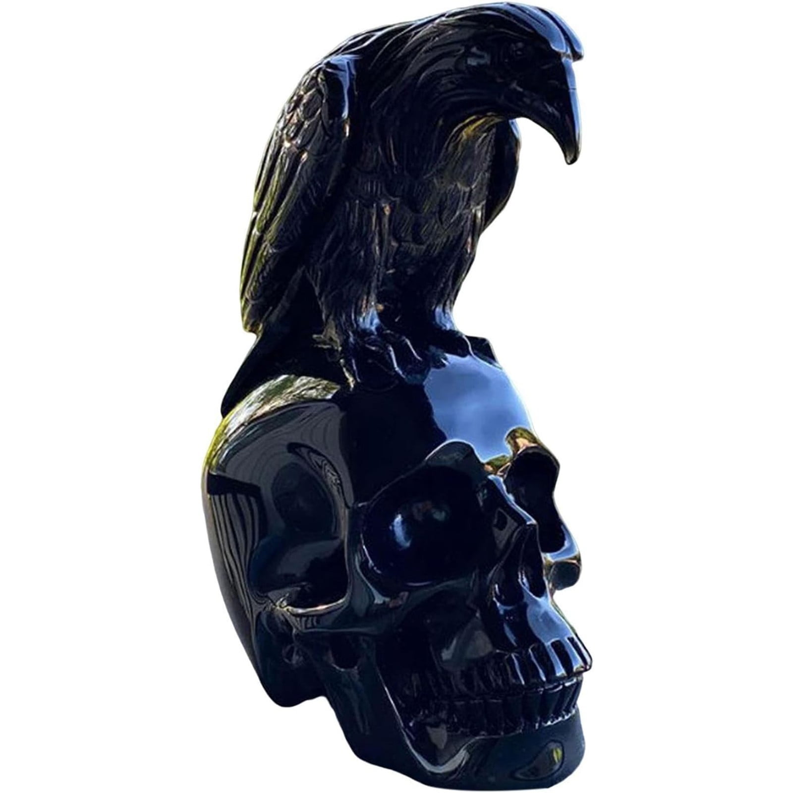Mfigree Unique Design Crow On Skeleton Sculpture Resin Black Bird ...