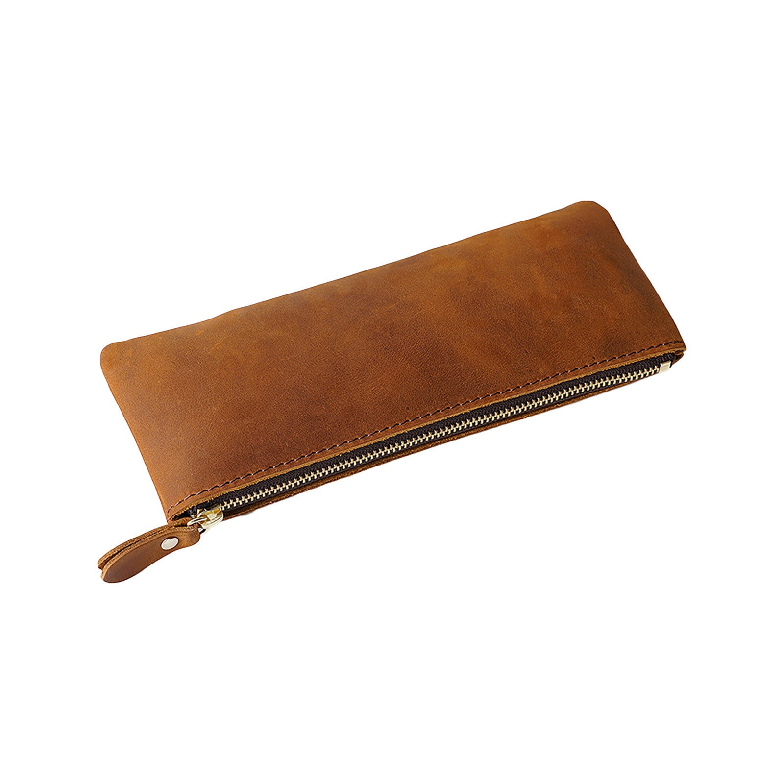 Mfigree Zippered Pen Pouch Leather Pencil Case Stationery Bag Makeup ...