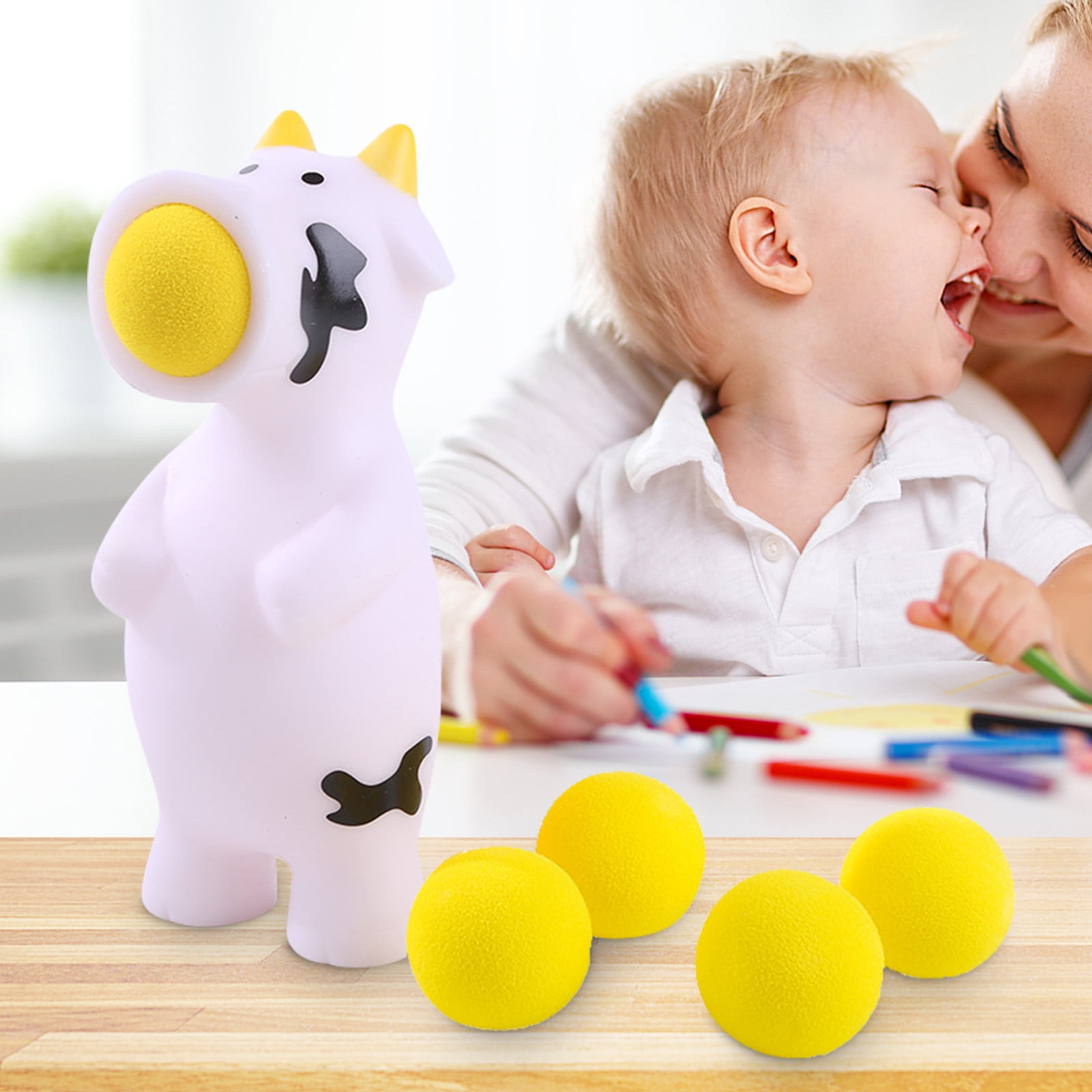 Mfyjkho Cow Blaster- Popper Indoor And Outdoor Toys With 5 Foam Balls ...