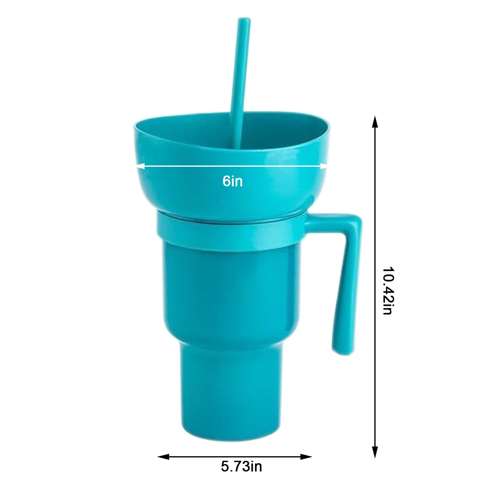 Mgaxud 2-in-1 Snack Drink Cup with Handle - 33oz Straw Cup for Cinemas ...