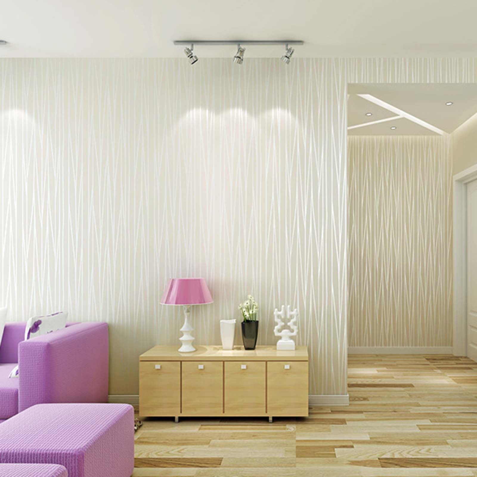 Mgaxud 53x1000cm Modern Non-Woven Wallpaper - Glitter Stripe Texture ...