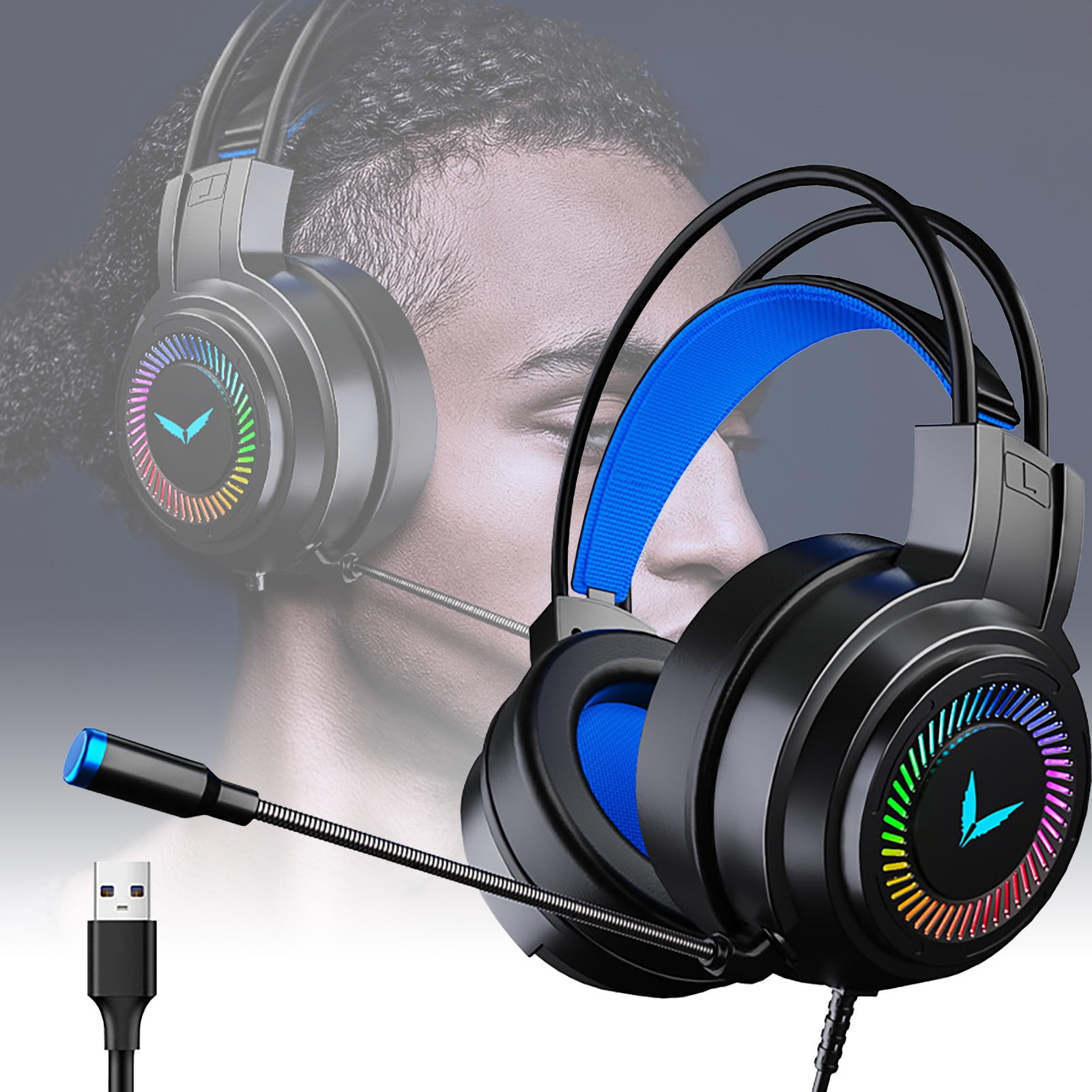 Mgaxud 7.1 Surround Sound Gaming Headset for PC with Noise Cancelling ...