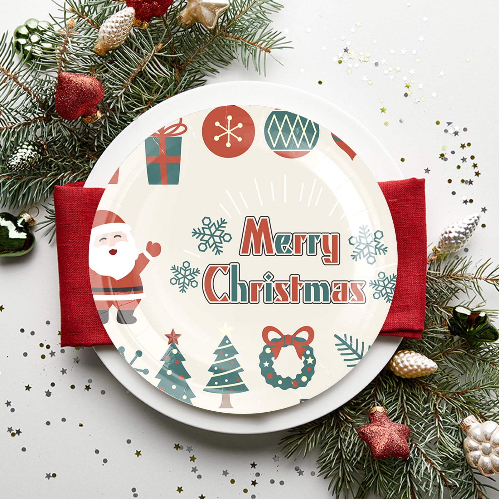 Mgaxud Disposable Painted Paper Plates for Christmas - Perfect for ...