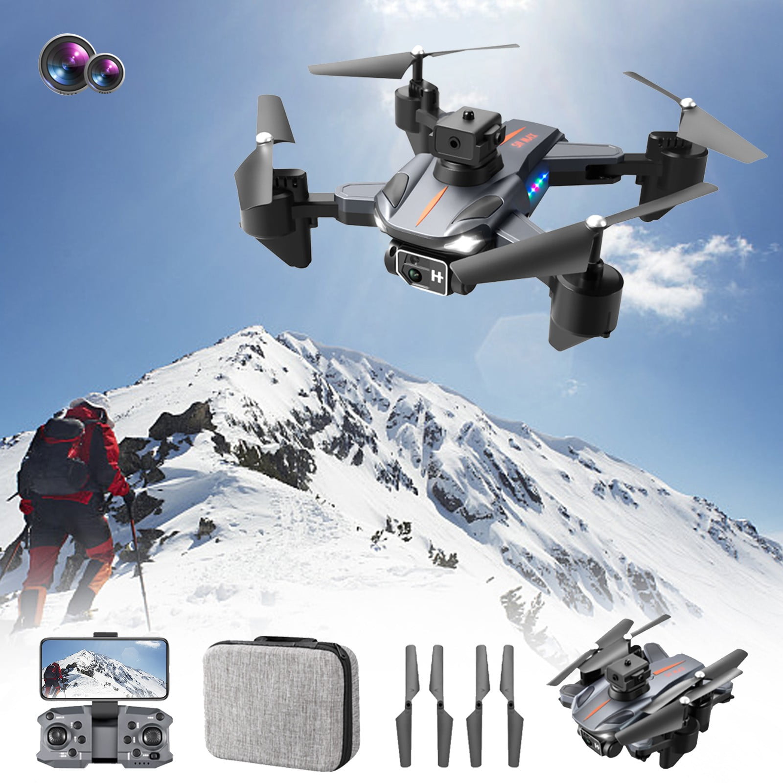 Mgaxud Foldable FPV Drone with 1080P WiFi Camera, Optic-flow Function ...