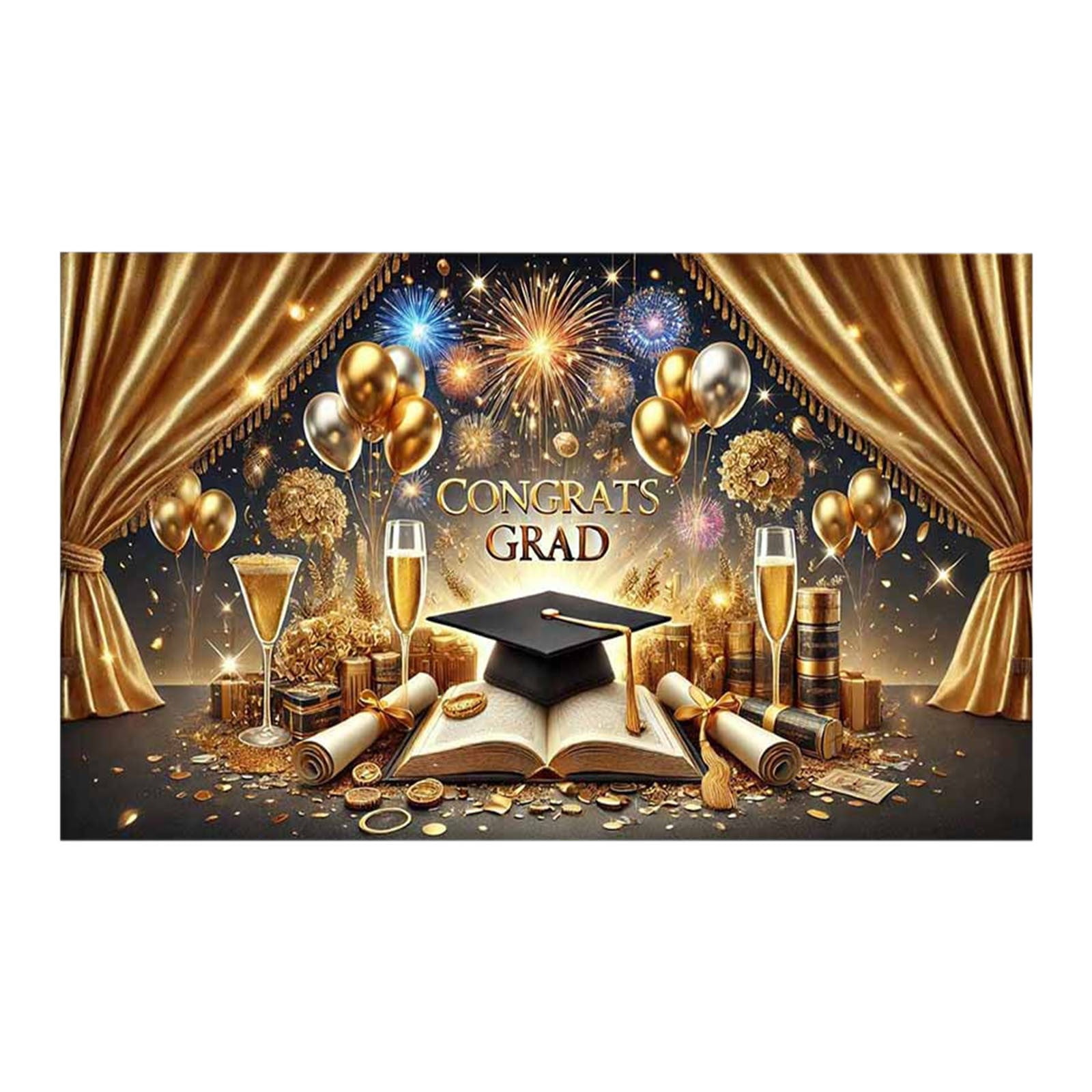 Mgaxud Graduation Decorations Backdrop - Polyester Grad Photo ...