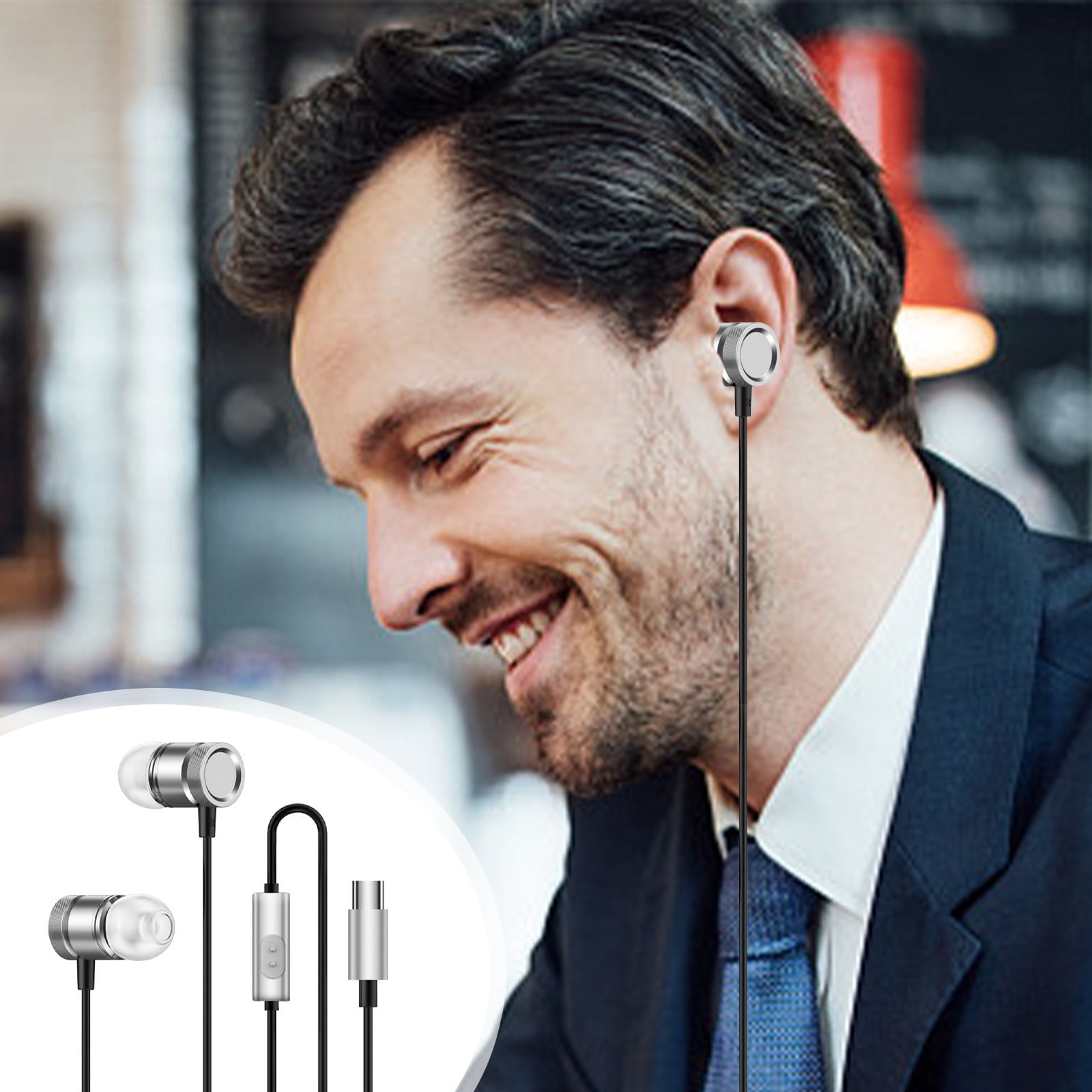 Mgaxud Metal In-Ear Flat Port Headphones with Type-C Plug and Heavy ...