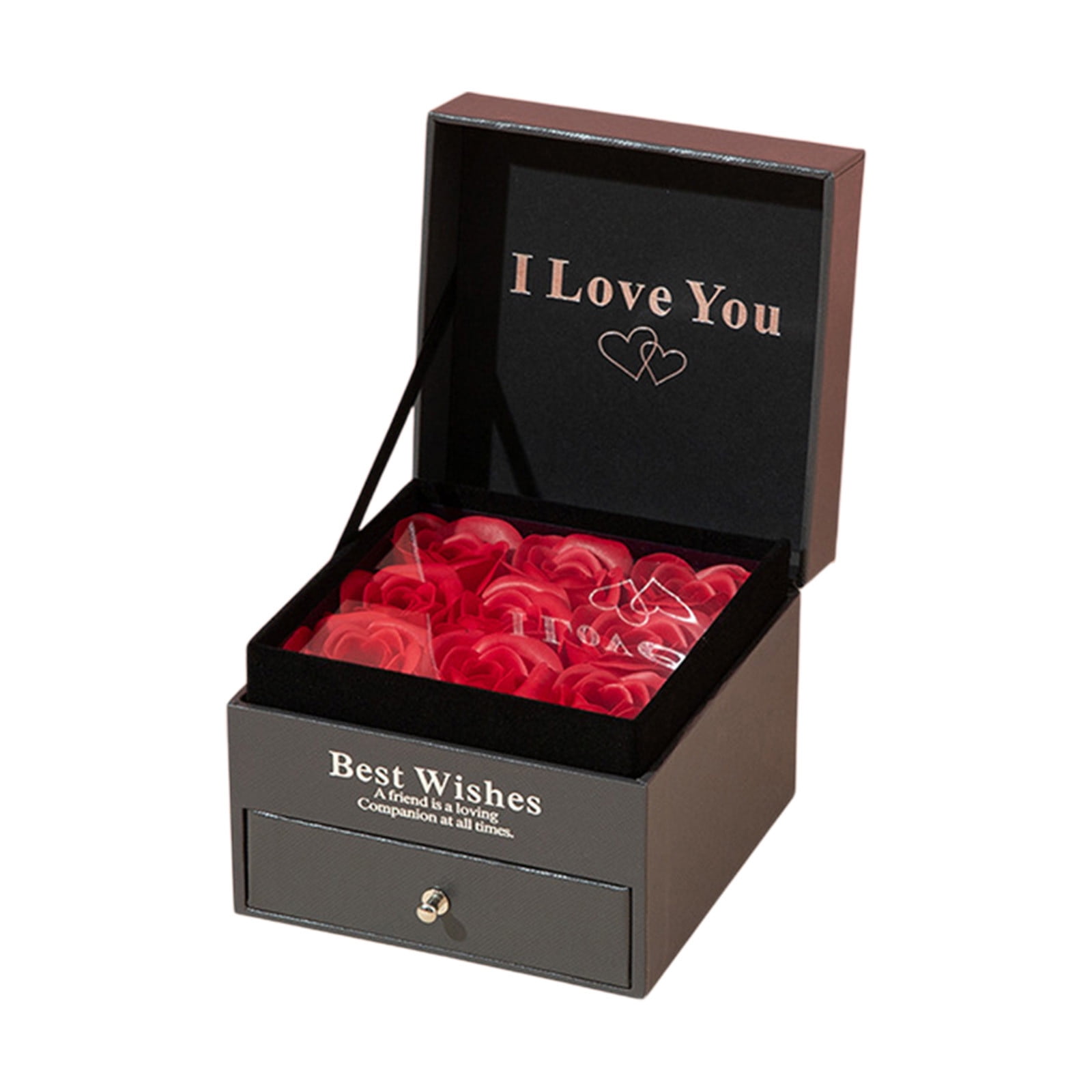 Mgaxud Preserved Rose Necklace Gift Box - LED Light Real Rose Flower ...